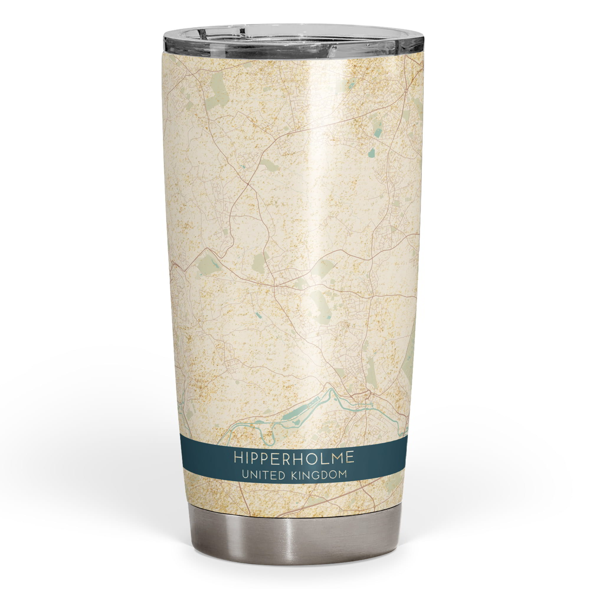 Vintage Hipperholme United Kingdom Map Tumbler - 20oz Stainless Steel ...