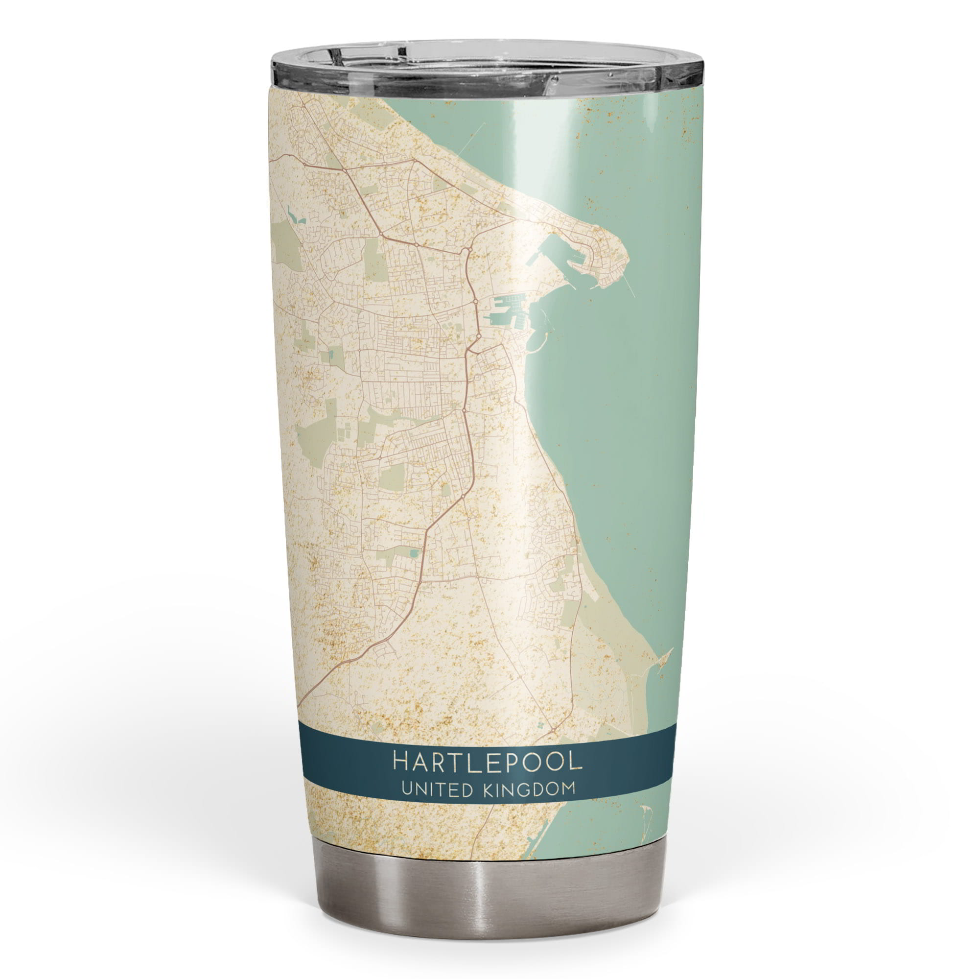 Vintage Hartlepool United Kingdom Map Tumbler - 20oz Stainless Steel ...