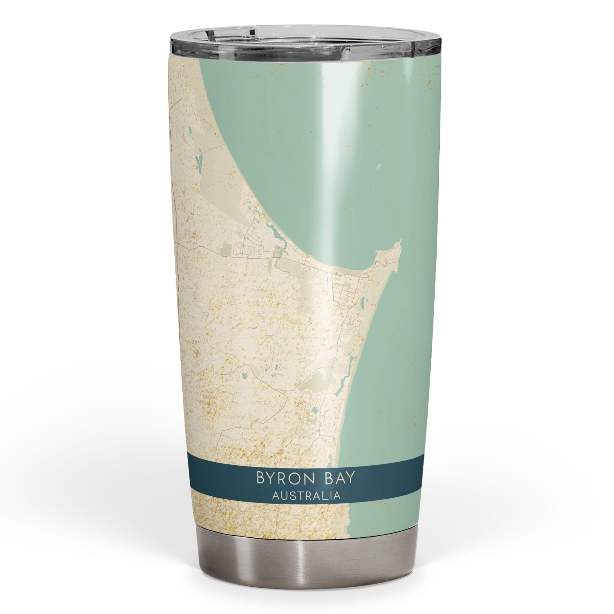 Vintage Byron Bay Australia Map Tumbler - 20oz Stainless Steel Travel ...