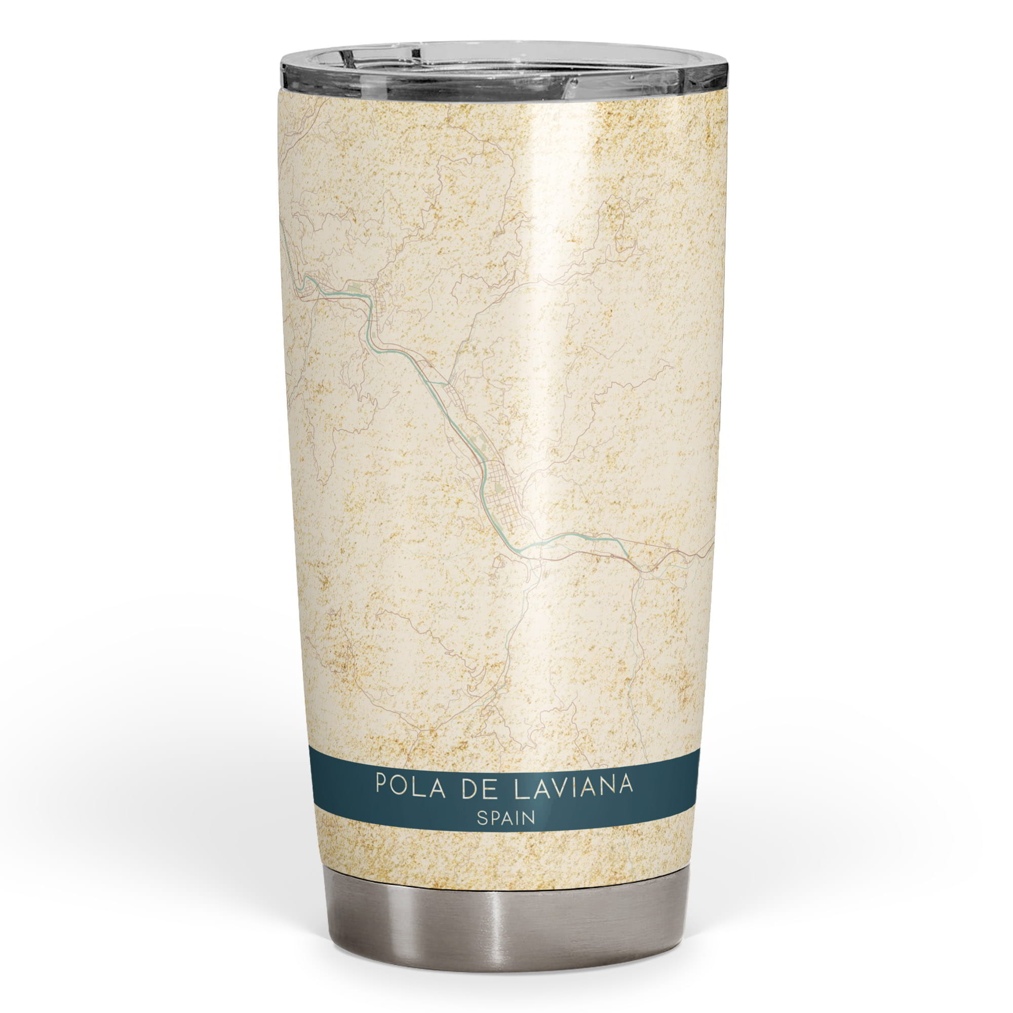 Vintage Pola de Laviana Spain Map Tumbler - 20oz Stainless Steel Travel ...