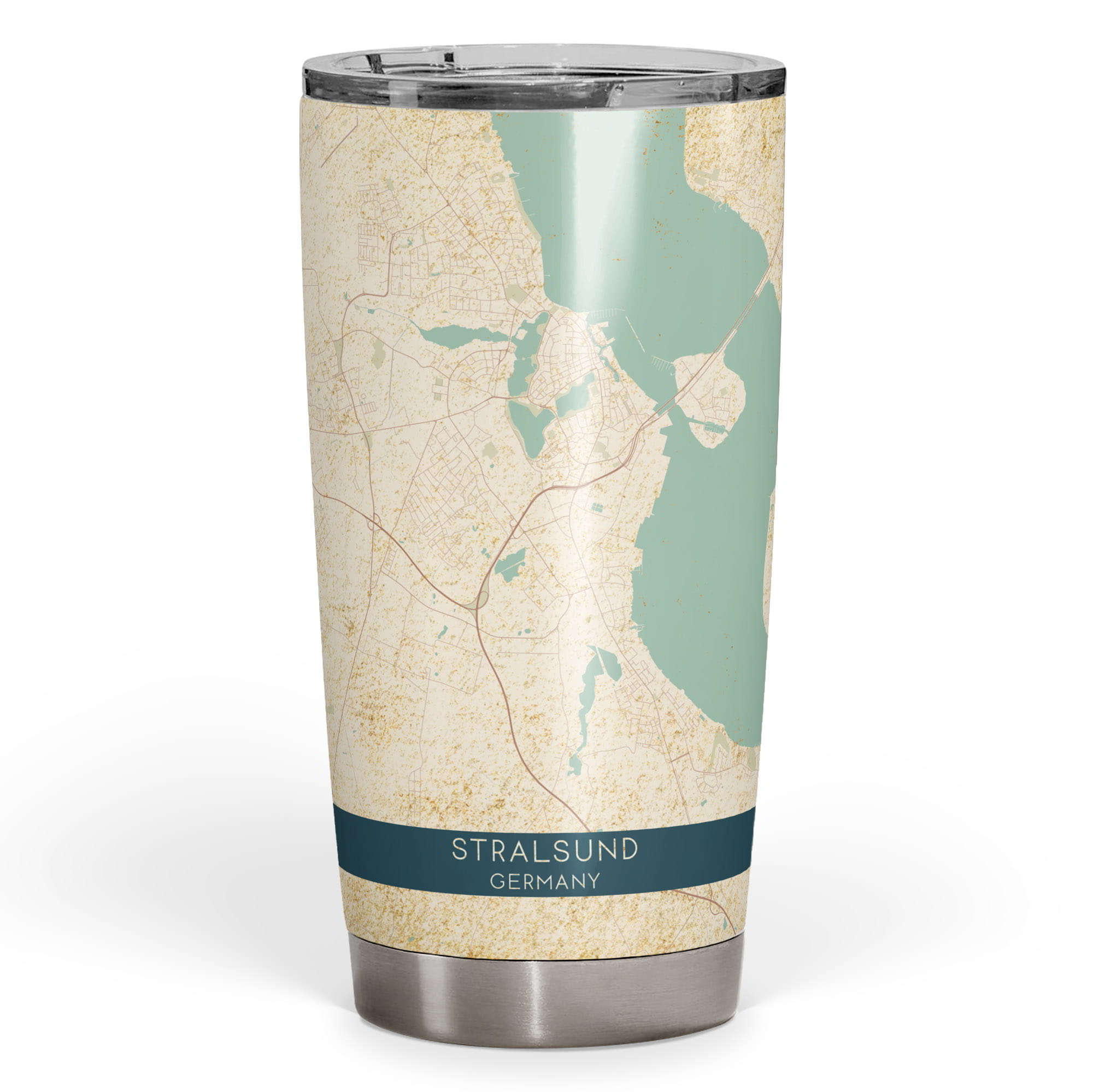 Vintage Stralsund Germany Map Tumbler - 20oz Stainless Steel Travel ...