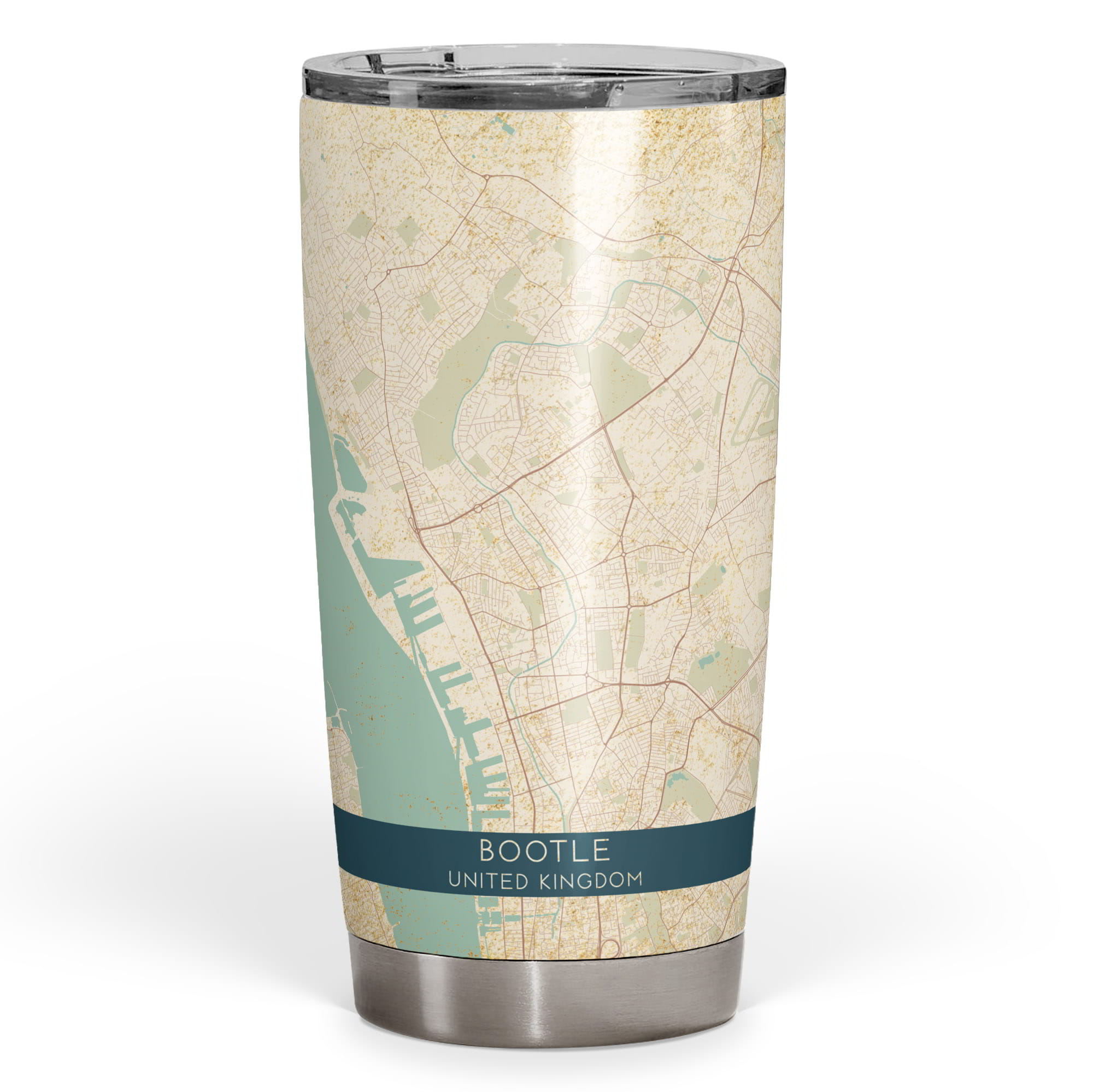 Vintage Bootle United Kingdom Map Tumbler - 20oz Stainless Steel Travel ...