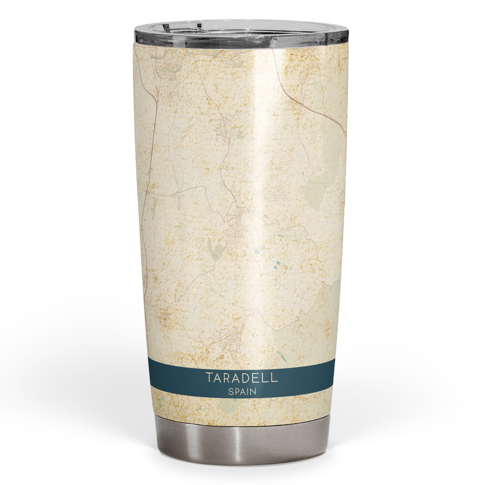 Vintage Taradell Spain Map Tumbler - 20oz Stainless Steel Travel ...