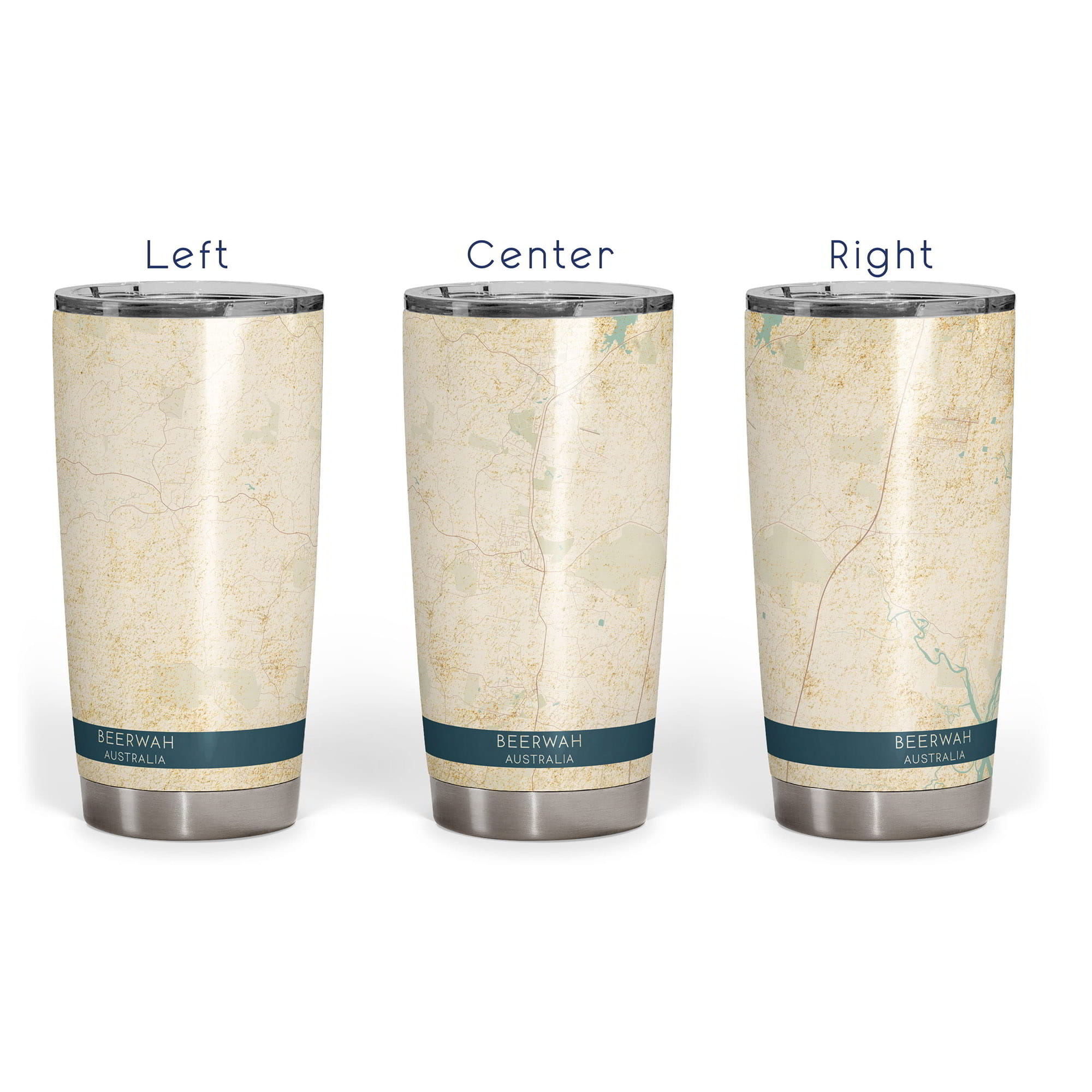 Vintage Beerwah Australia Map Tumbler - 20oz Stainless Steel Travel ...