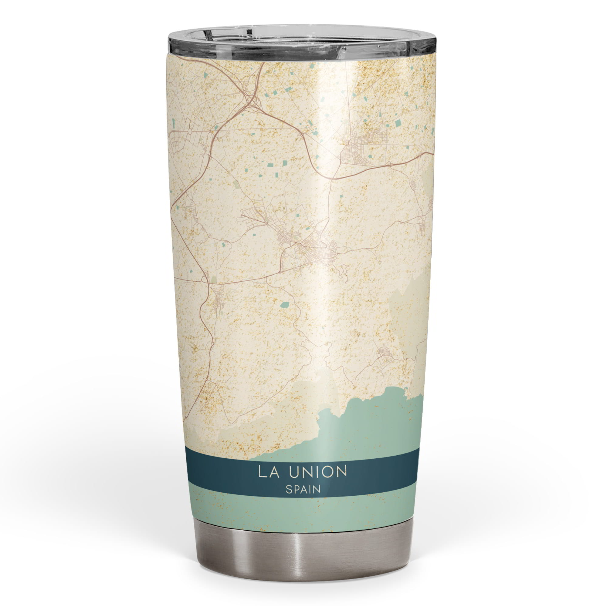 Vintage La Union Spain Map Tumbler - 20oz Stainless Steel Travel ...