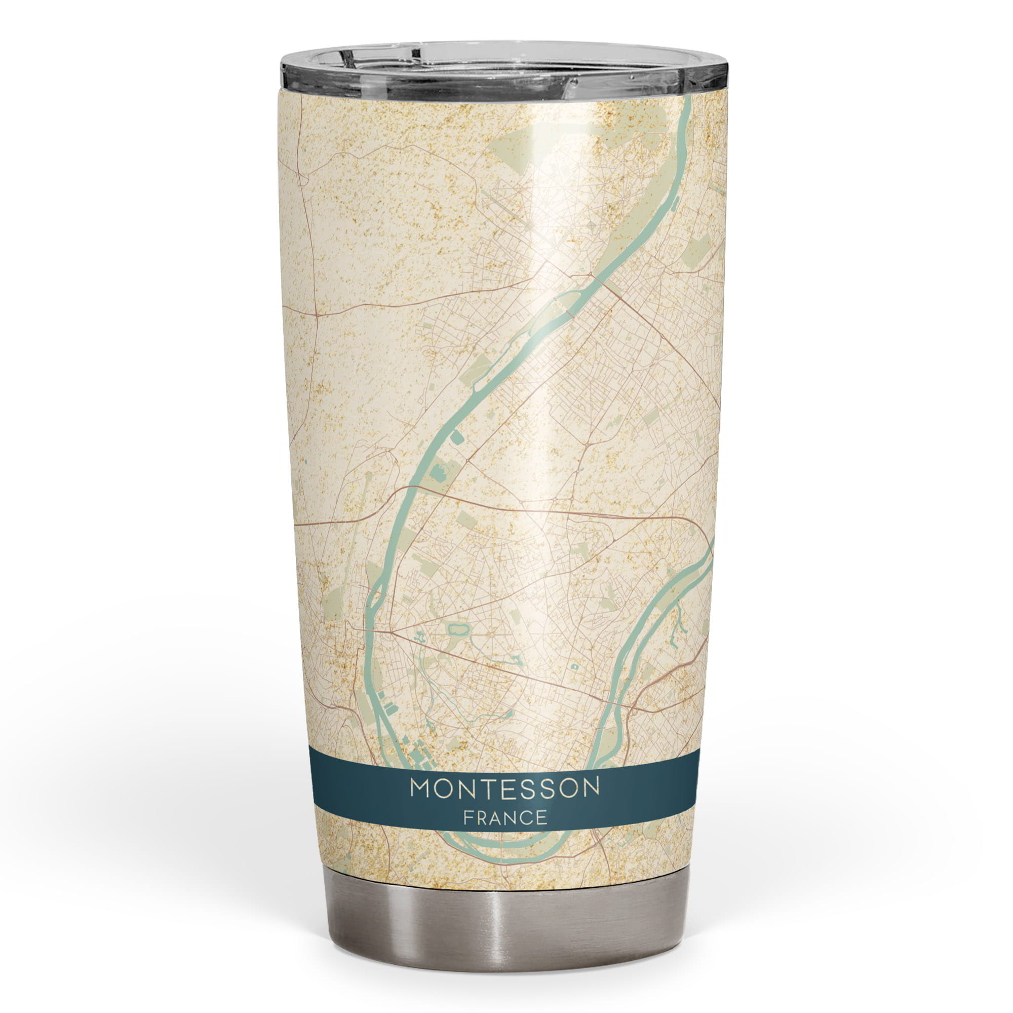 Vintage Montesson France Map Tumbler - 20oz Stainless Steel Travel ...