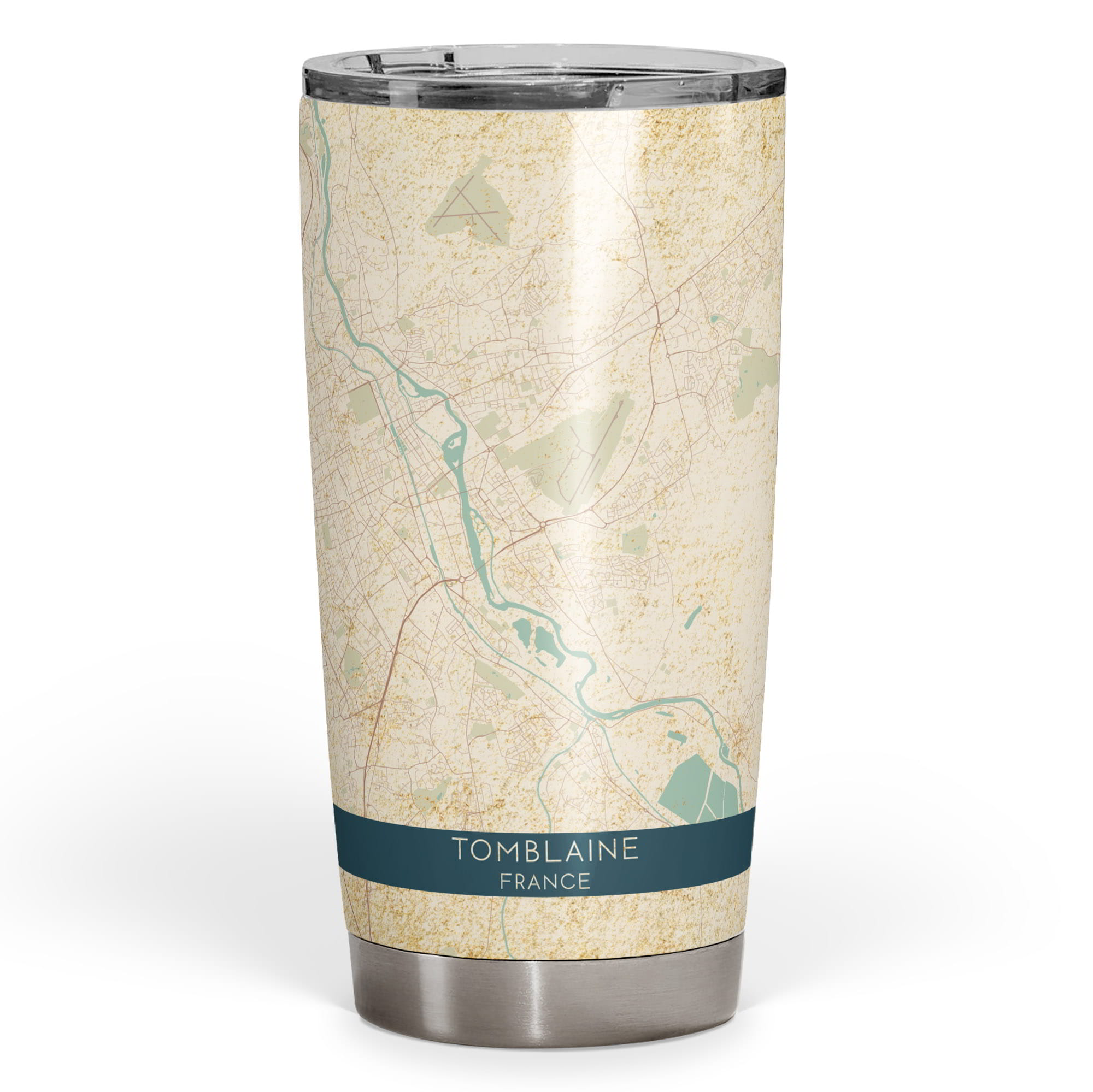 Vintage Tomblaine France Map Tumbler - 20oz Stainless Steel Travel ...