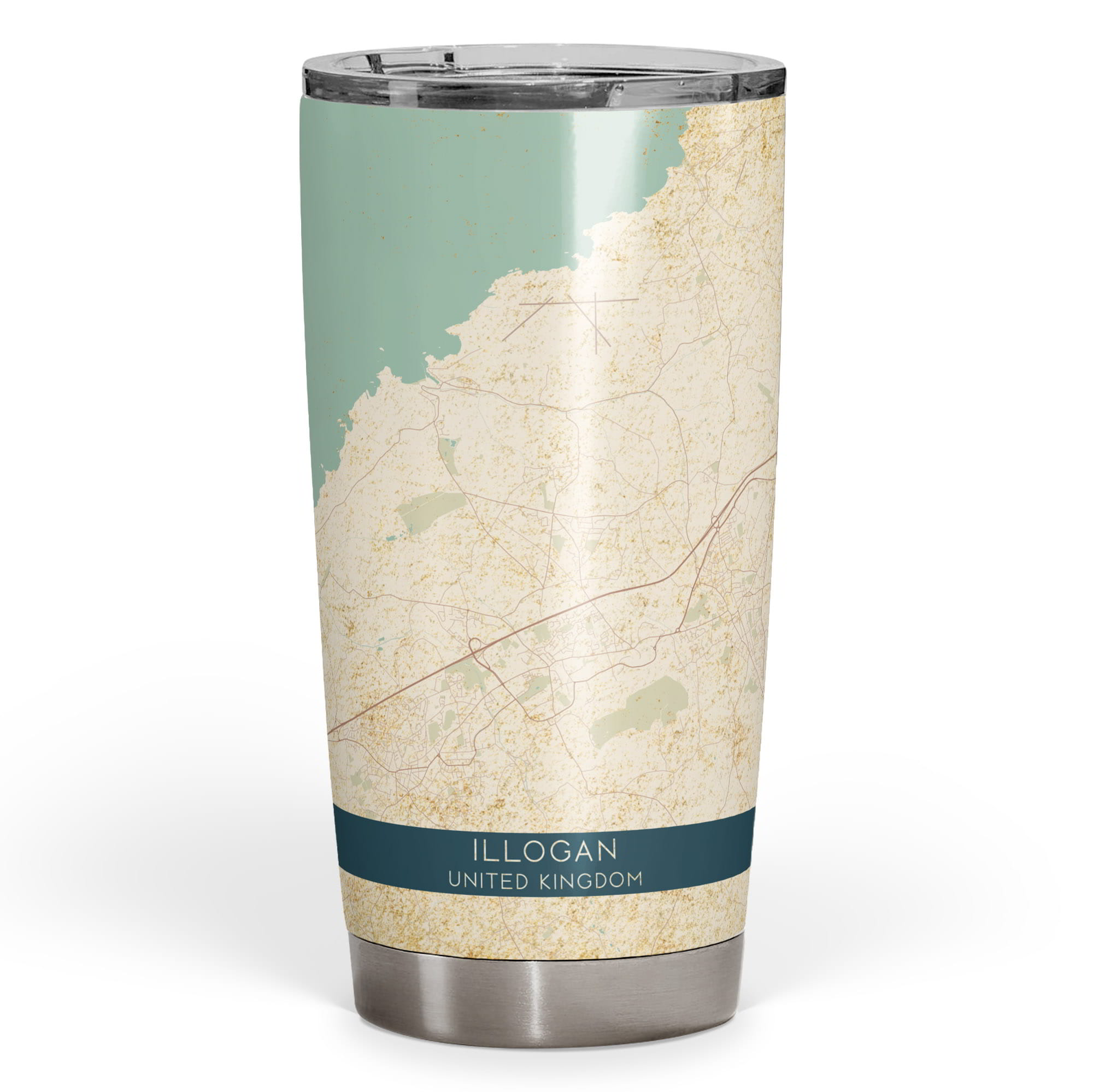 Vintage Illogan United Kingdom Map Tumbler - 20oz Stainless Steel ...