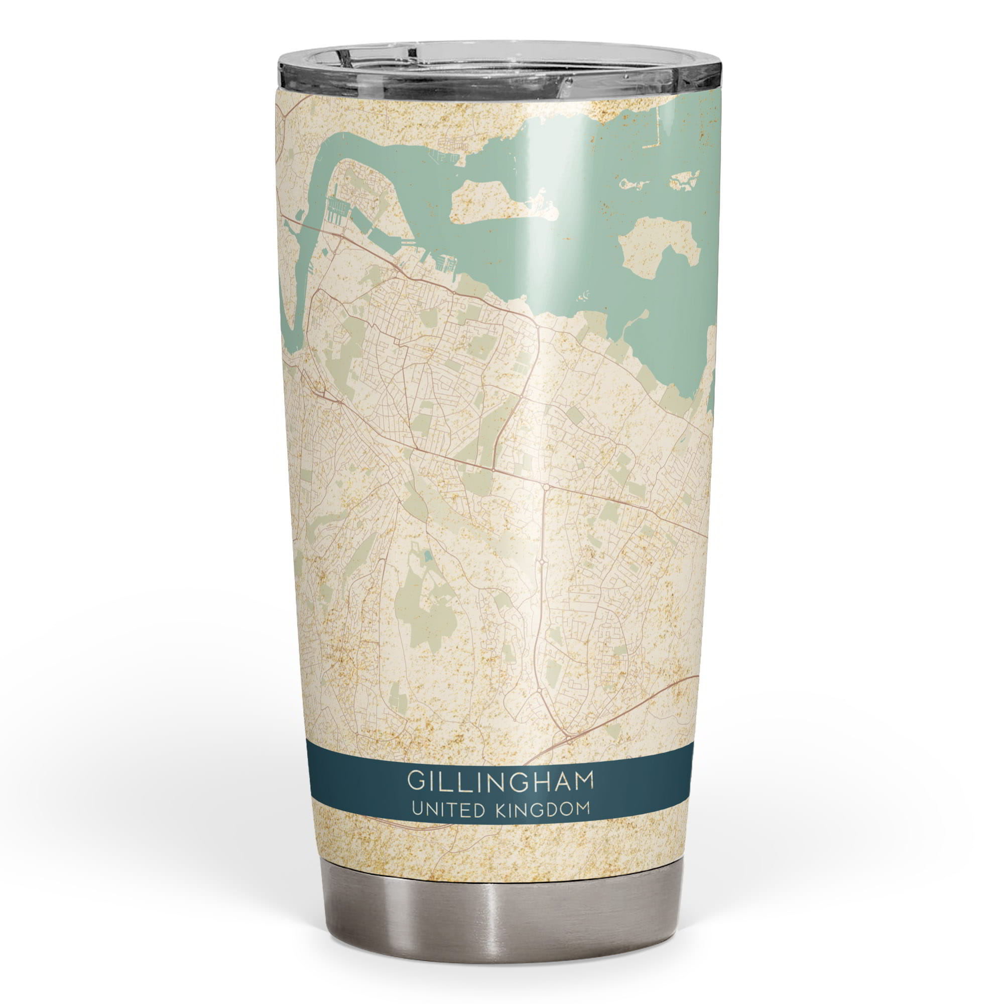 Vintage Gillingham United Kingdom Map Tumbler - 20oz Stainless Steel ...