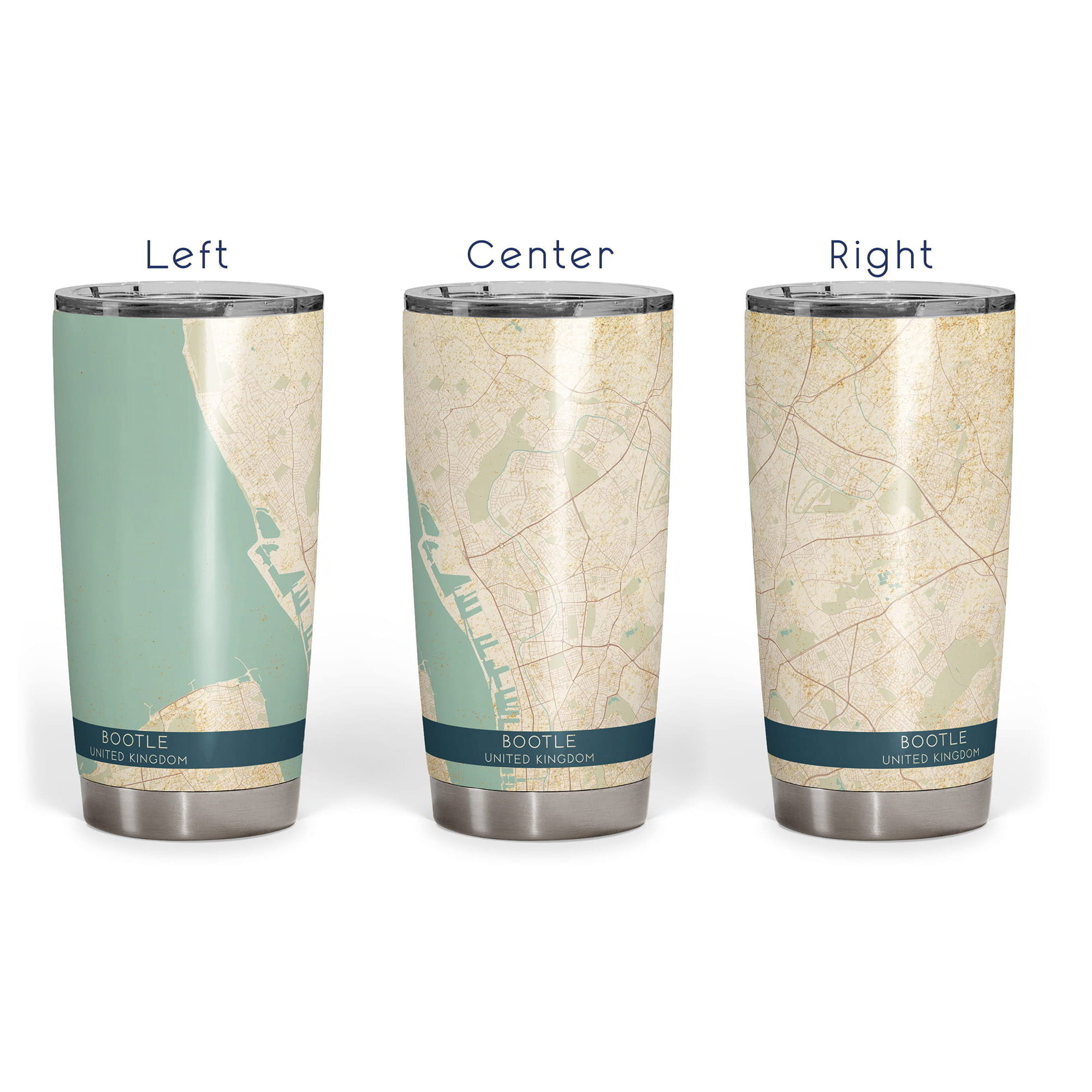 Vintage Bootle United Kingdom Map Tumbler - 20oz Stainless Steel Travel ...