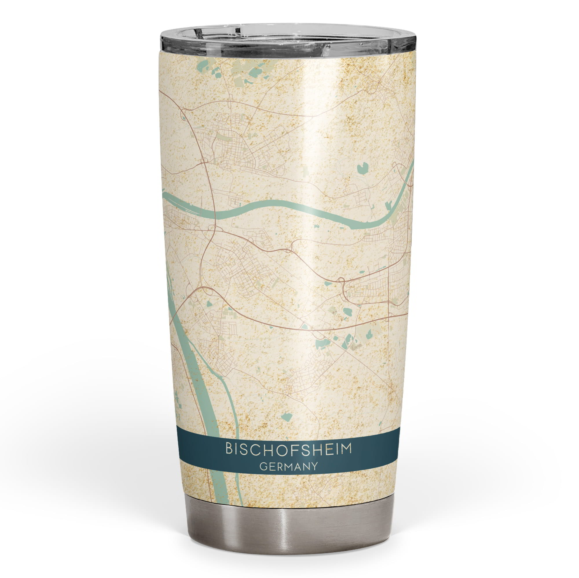 Vintage Bischofsheim Germany Map Tumbler - 20oz Stainless Steel Travel ...