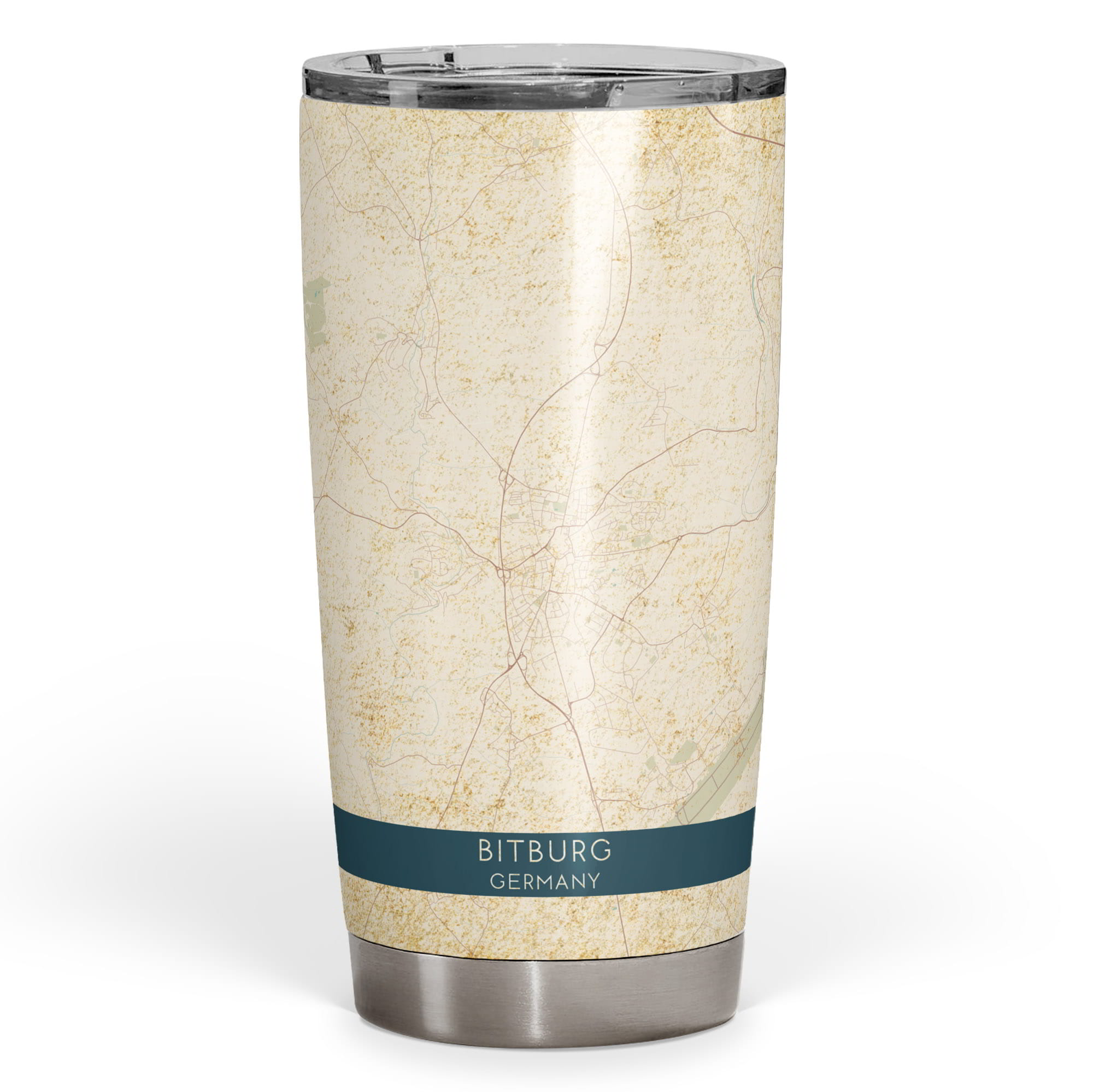 Vintage Bitburg Germany Map Tumbler - 20oz Stainless Steel Travel ...