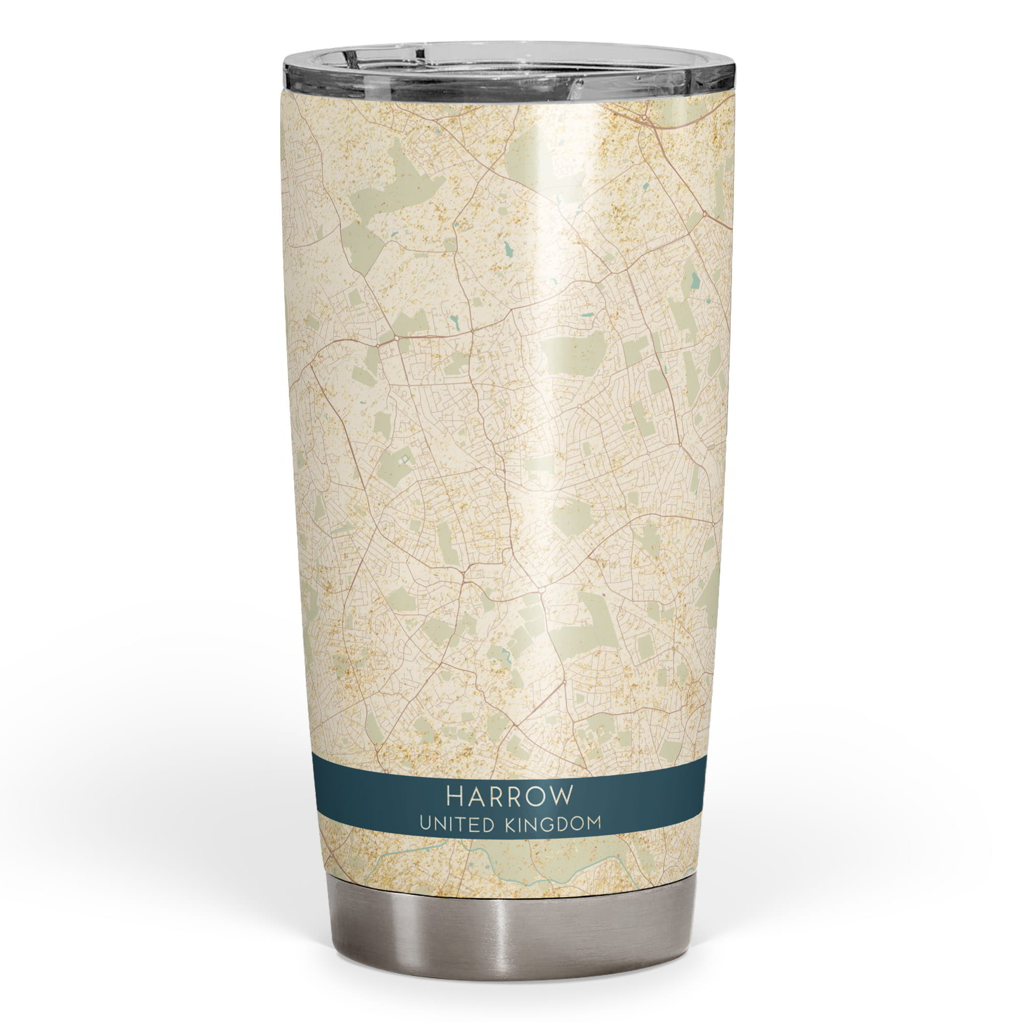 Vintage Harrow United Kingdom Map Tumbler - 20oz Stainless Steel Travel ...