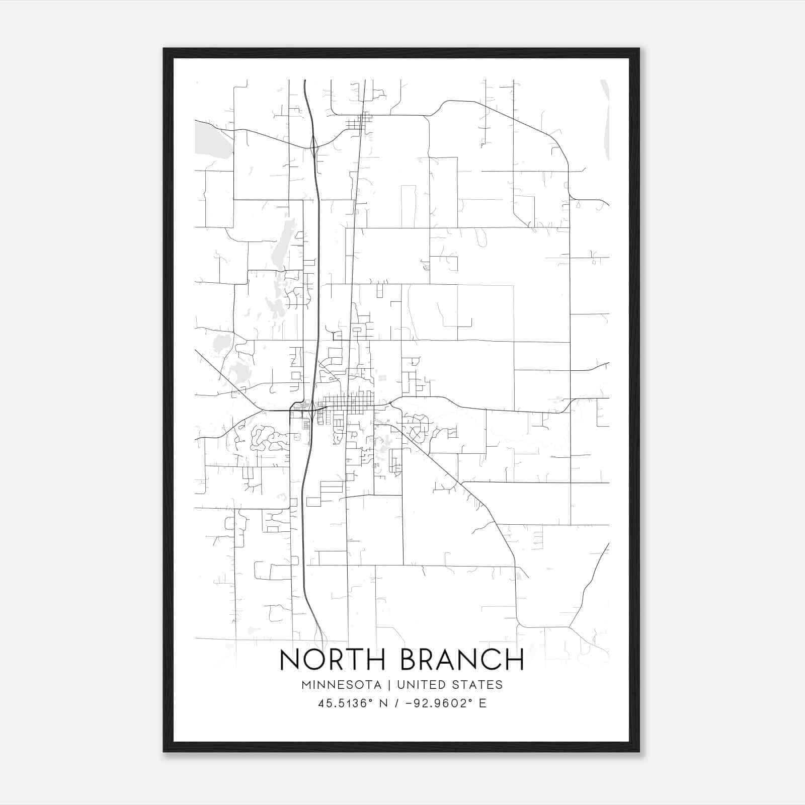 North Branch Minnesota Map Poster, Modern Home Decor Wall Art Print ...