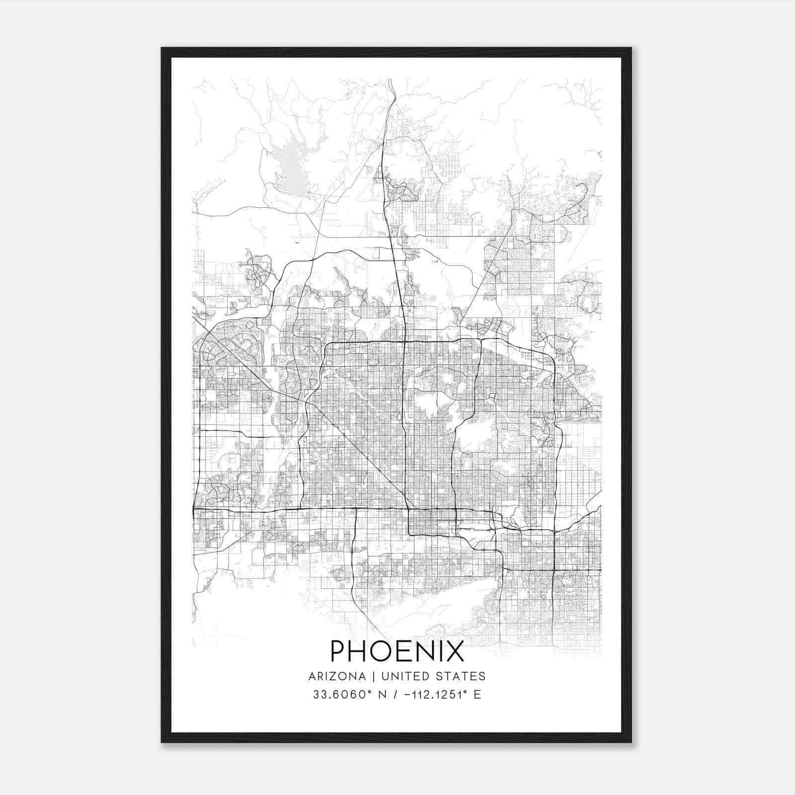 Phoenix Arizona Map Poster, Modern Home Decor Wall Art Print - Custom ...