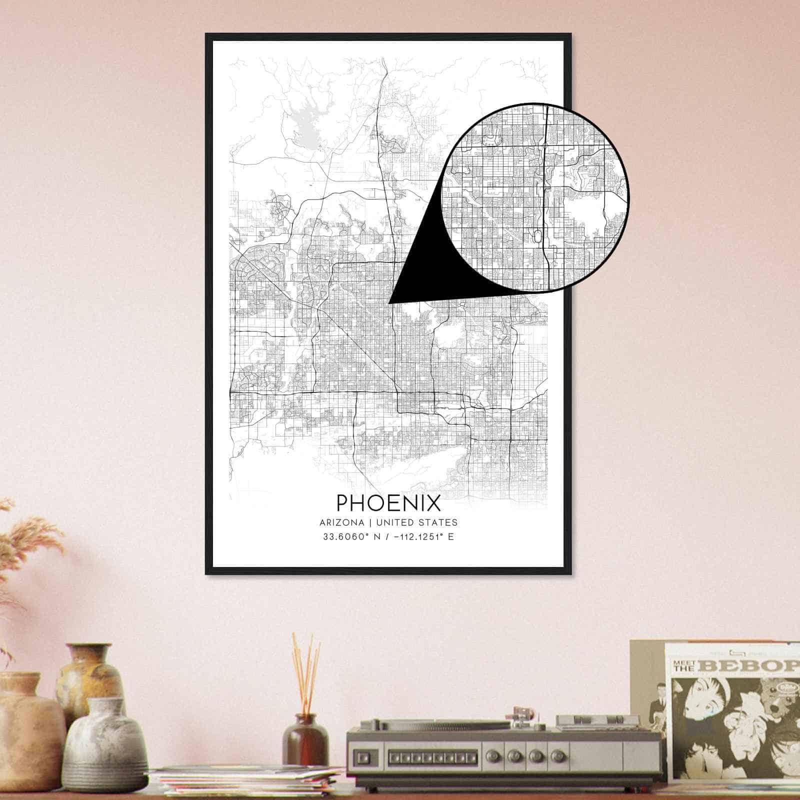 Phoenix Arizona Map Poster, Modern Home Decor Wall Art Print - Custom ...