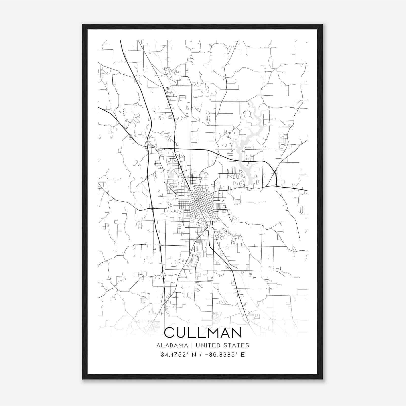 Cullman Alabama Map Poster, Modern Home Decor Wall Art Print - Custom ...