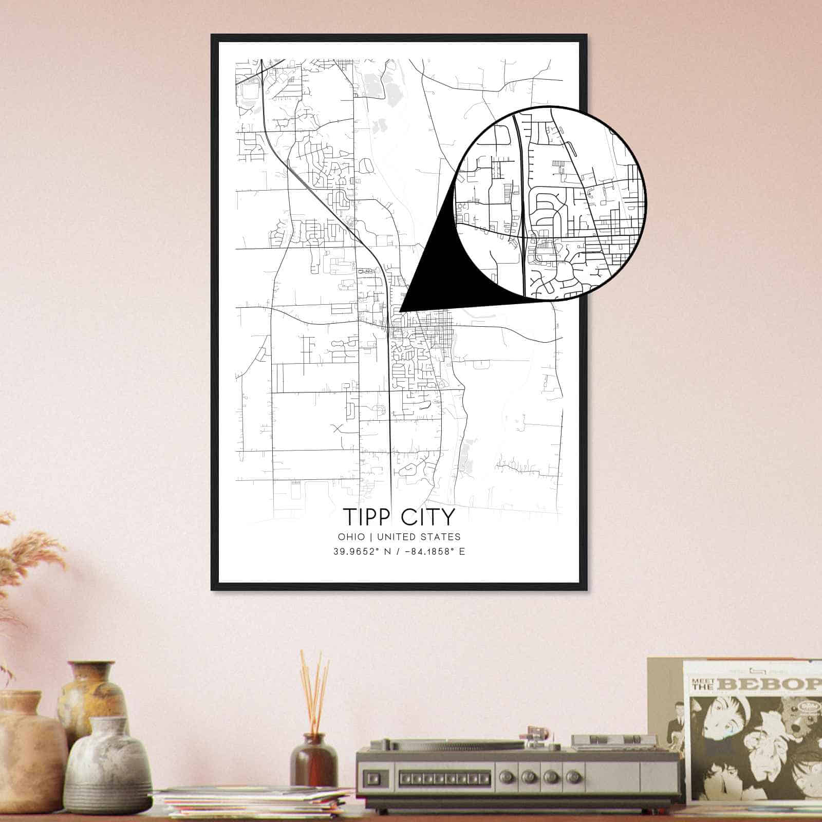 Tipp City Ohio Map Poster, Modern Home Decor Wall Art Print - Custom ...