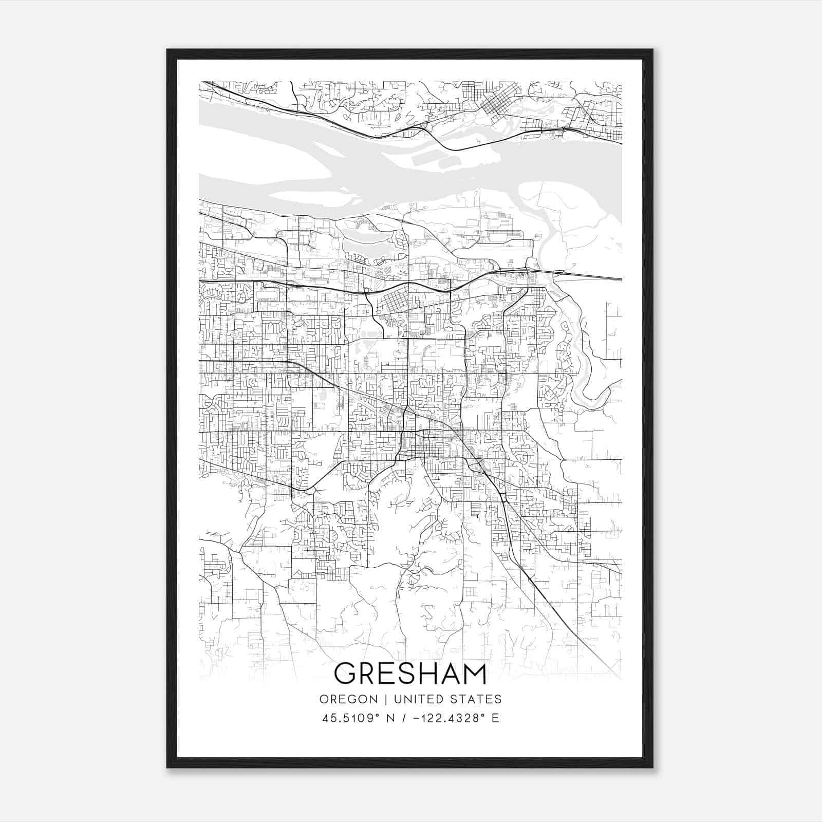 Gresham Oregon Map Poster, Modern Home Decor Wall Art Print - Custom ...