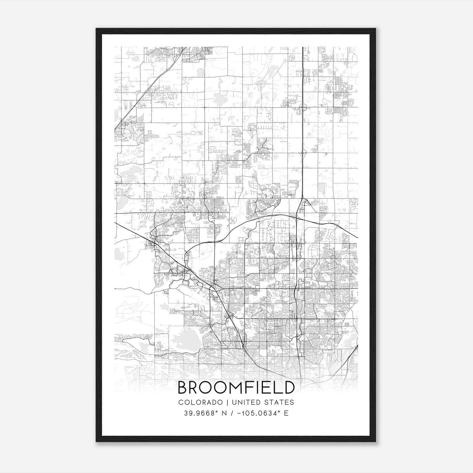 Vintage Broomfield Colorado Map Poster, Modern Home Decor Wall Art ...
