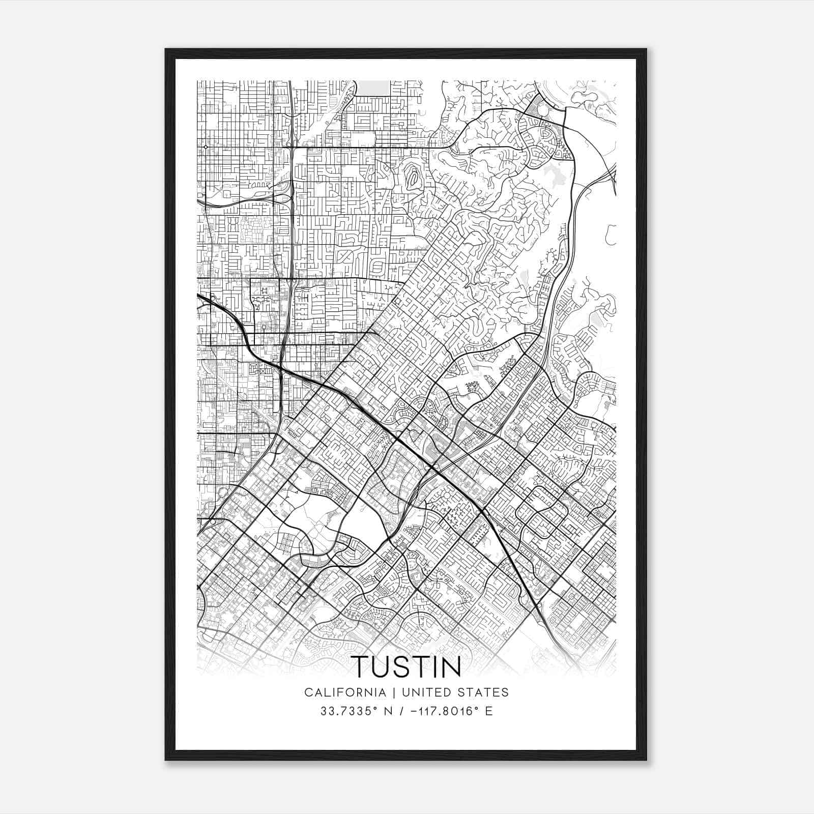 Tustin California Map Poster, Modern Home Decor Wall Art Print - Custom ...