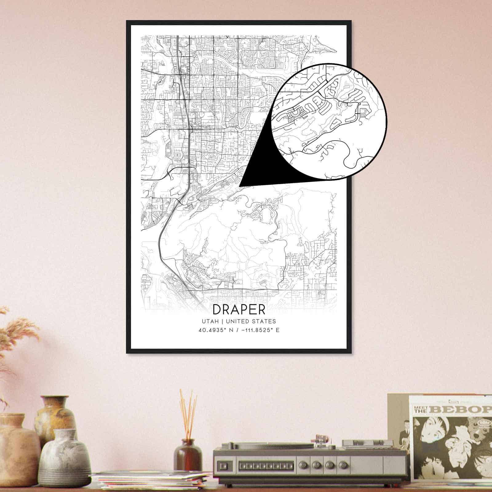 Draper Utah Map Poster, Modern Home Decor Wall Art Print - Custom Maps ...
