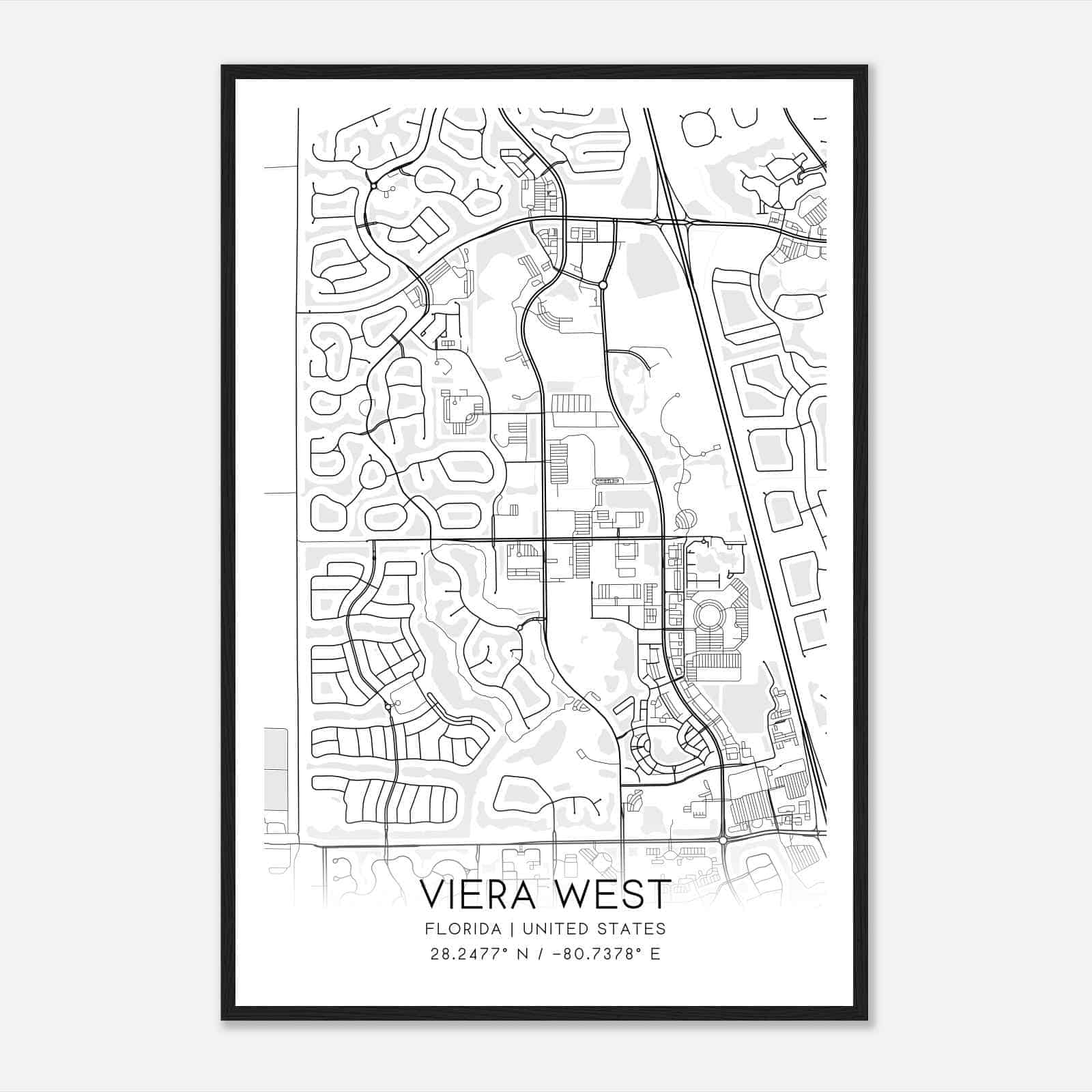 Viera West Florida Map Poster, Modern Home Decor Wall Art Print ...