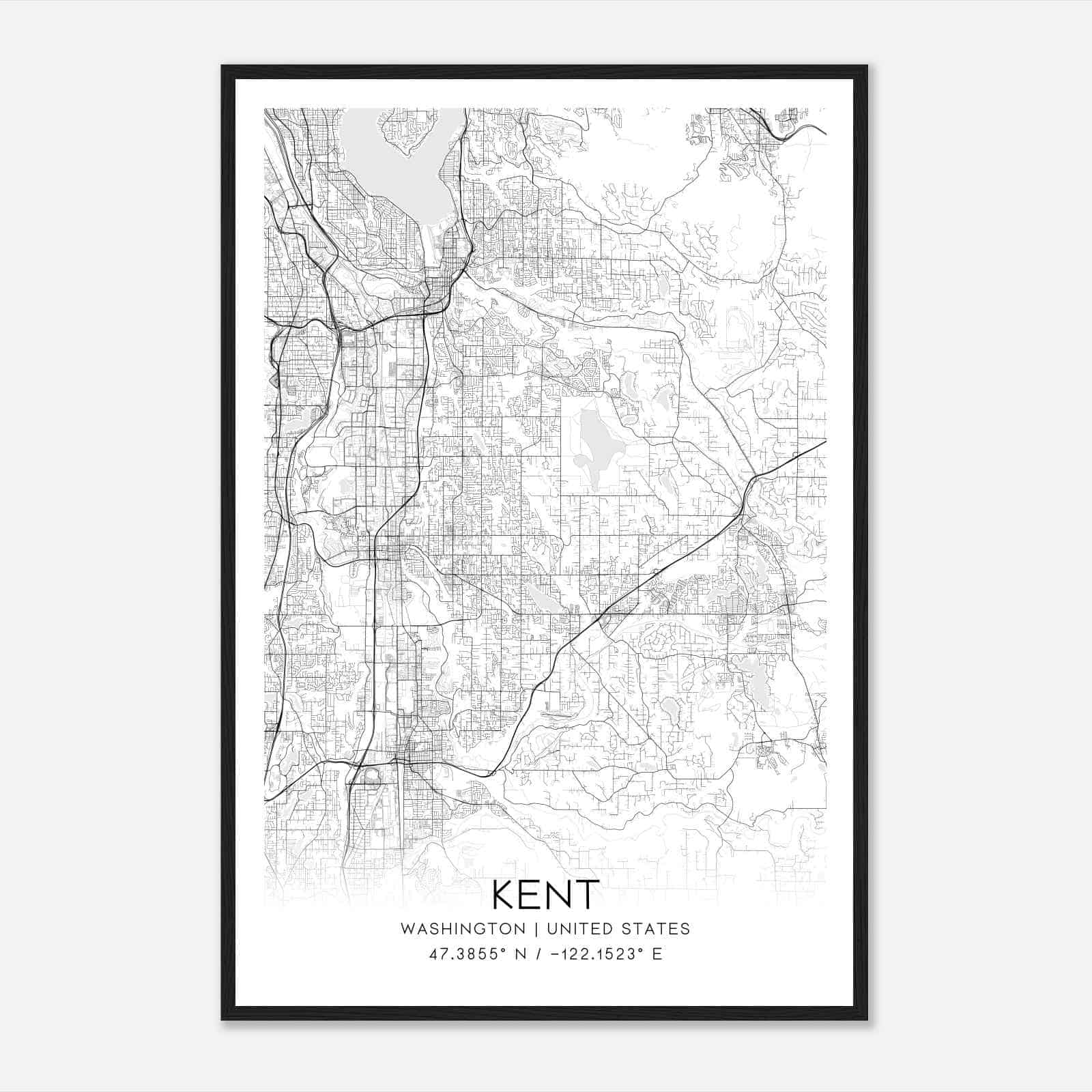 Kent Washington Map Poster, Modern Home Decor Wall Art Print - Custom ...
