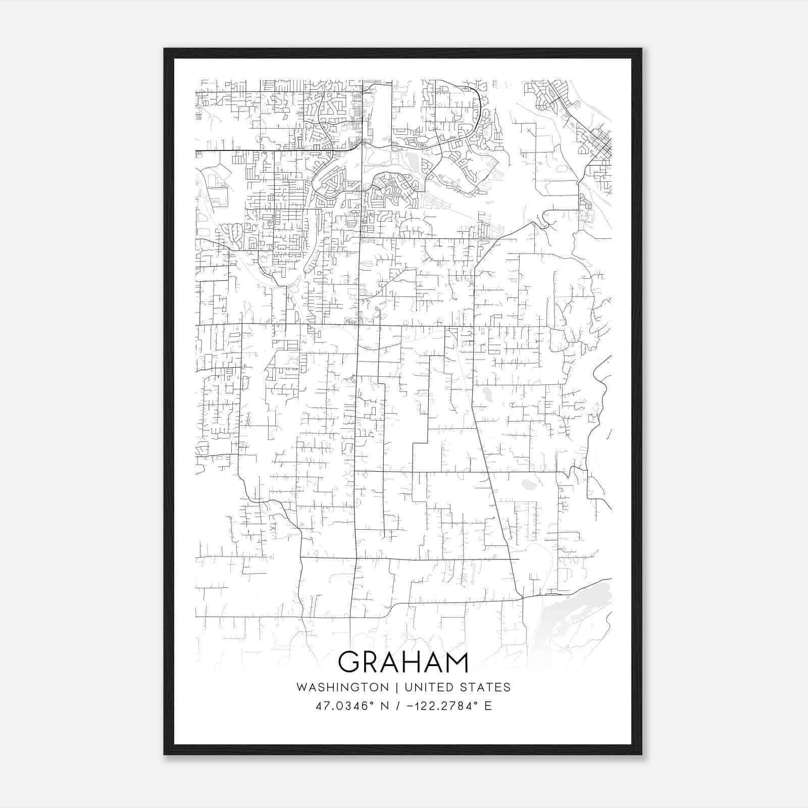 Graham Washington Map Poster, Modern Home Decor Wall Art Print - Custom ...