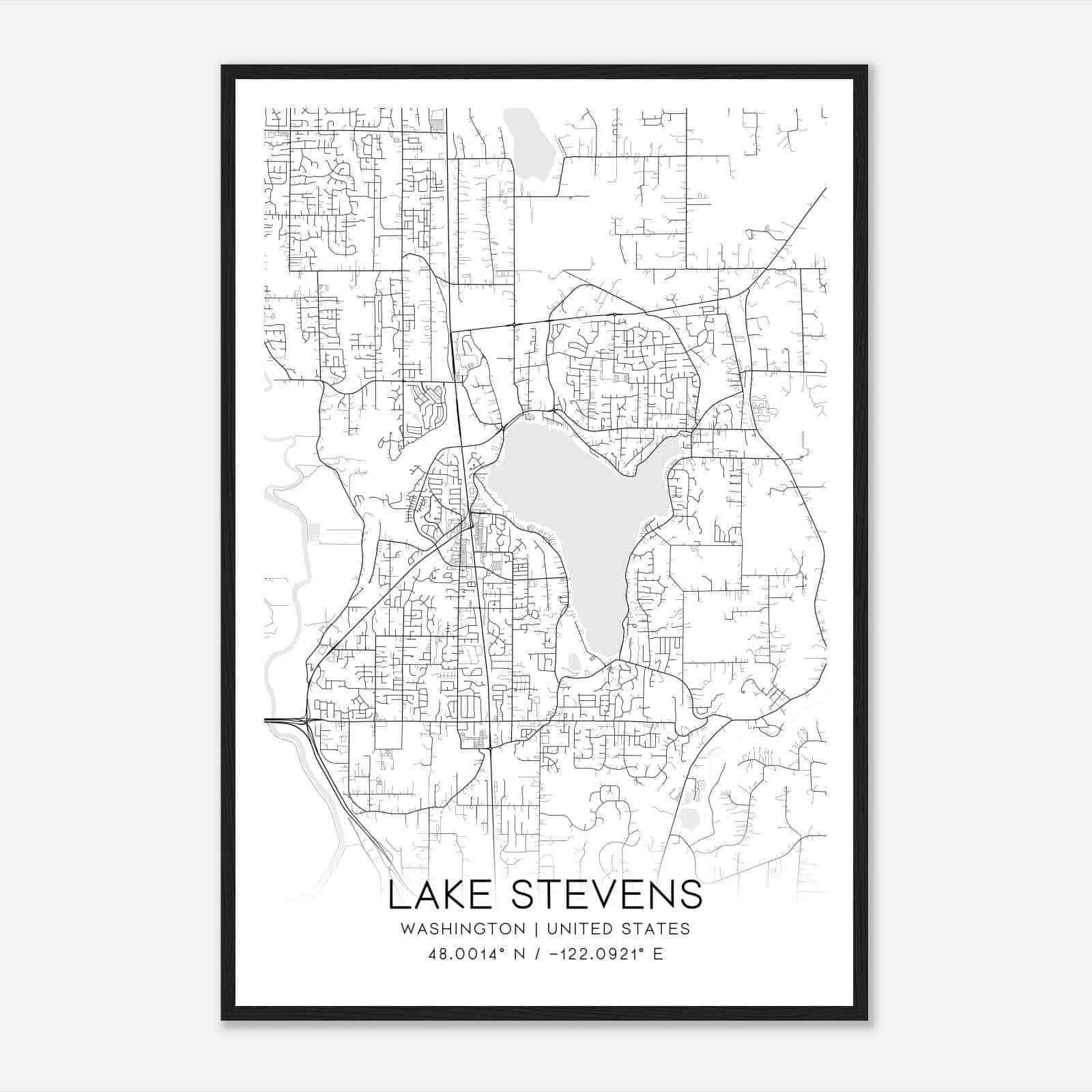 Lake Stevens Washington Map Poster, Modern Home Decor Wall Art Print ...