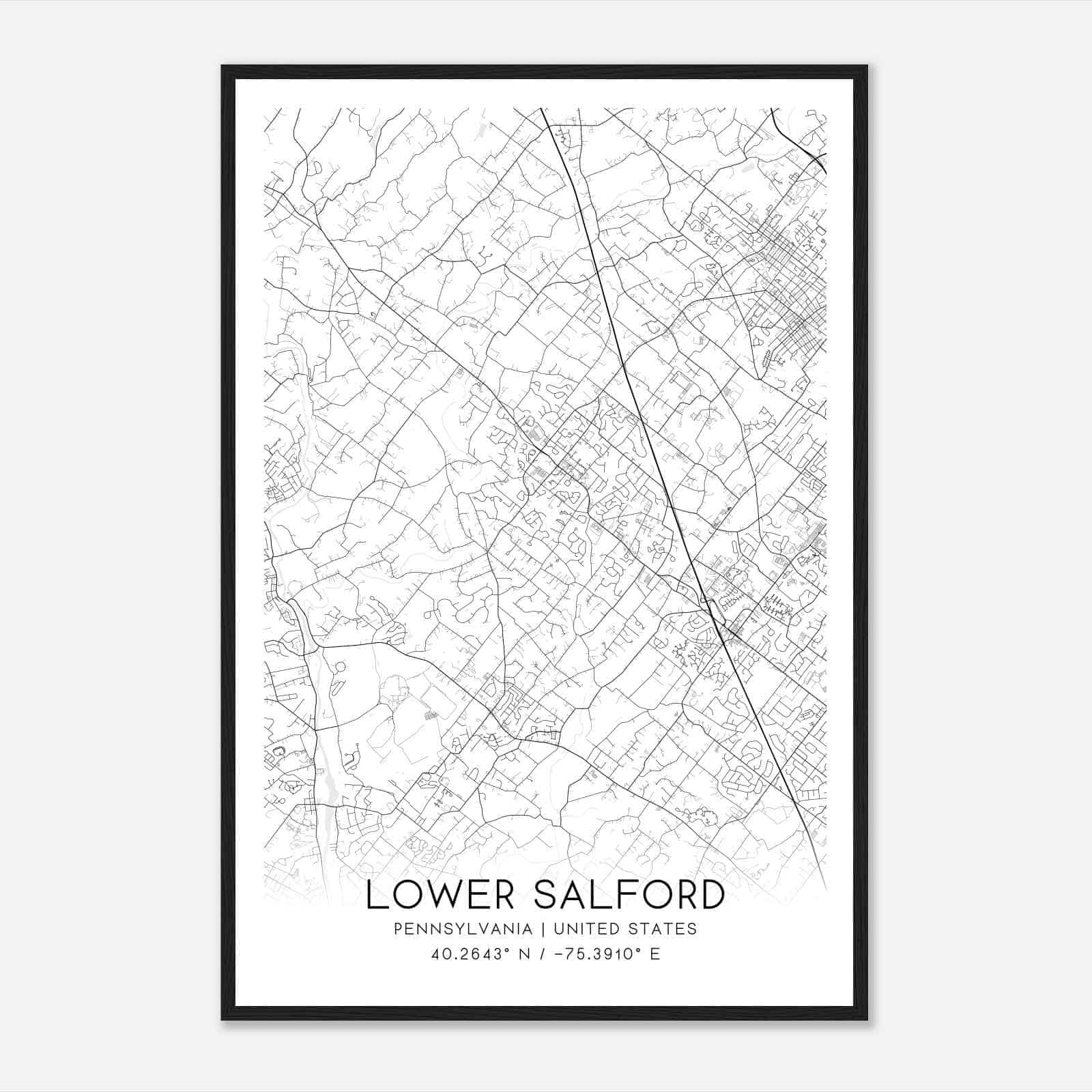 Lower Salford Pennsylvania Map Poster, Modern Home Decor Wall Art Print ...