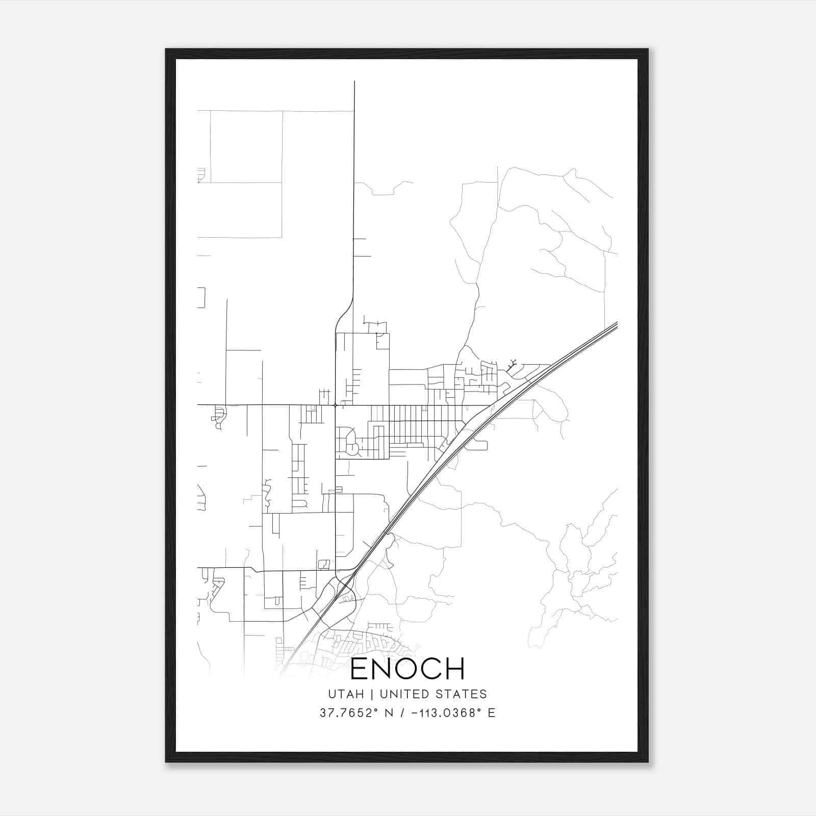 Enoch Utah Map Poster, Modern Home Decor Wall Art Print - Custom Maps & Posters