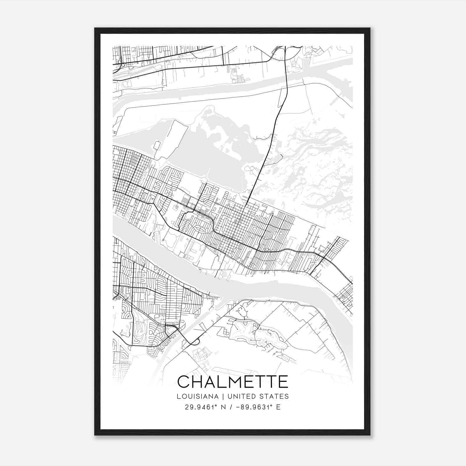 Vintage Chalmette Louisiana Map Poster, Modern Home Decor Wall Art ...