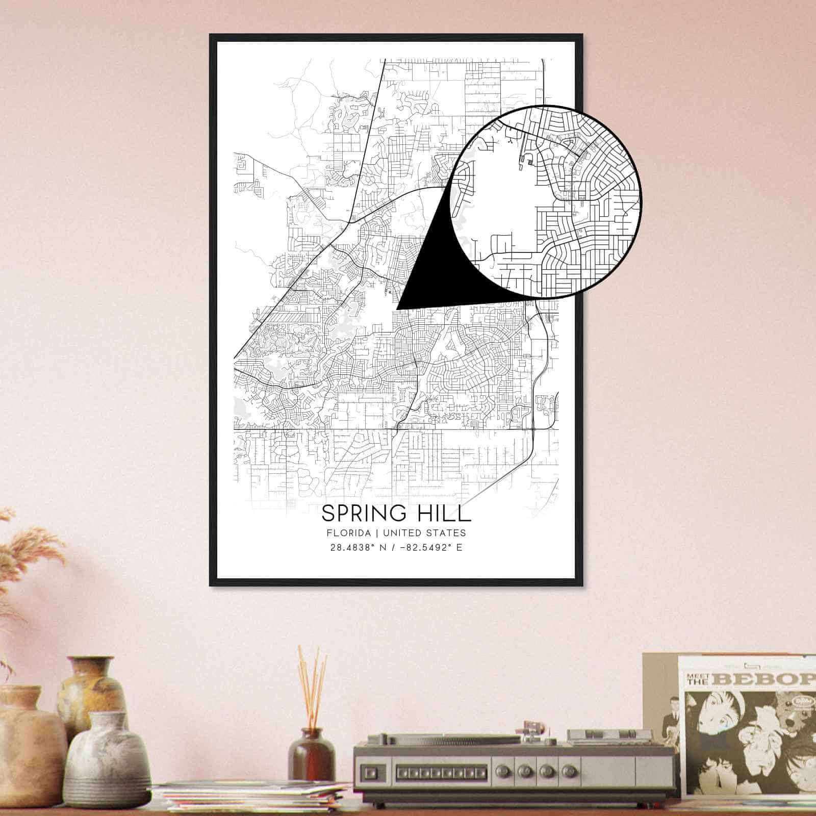 Spring Hill Florida Map Poster, Modern Home Decor Wall Art Print ...