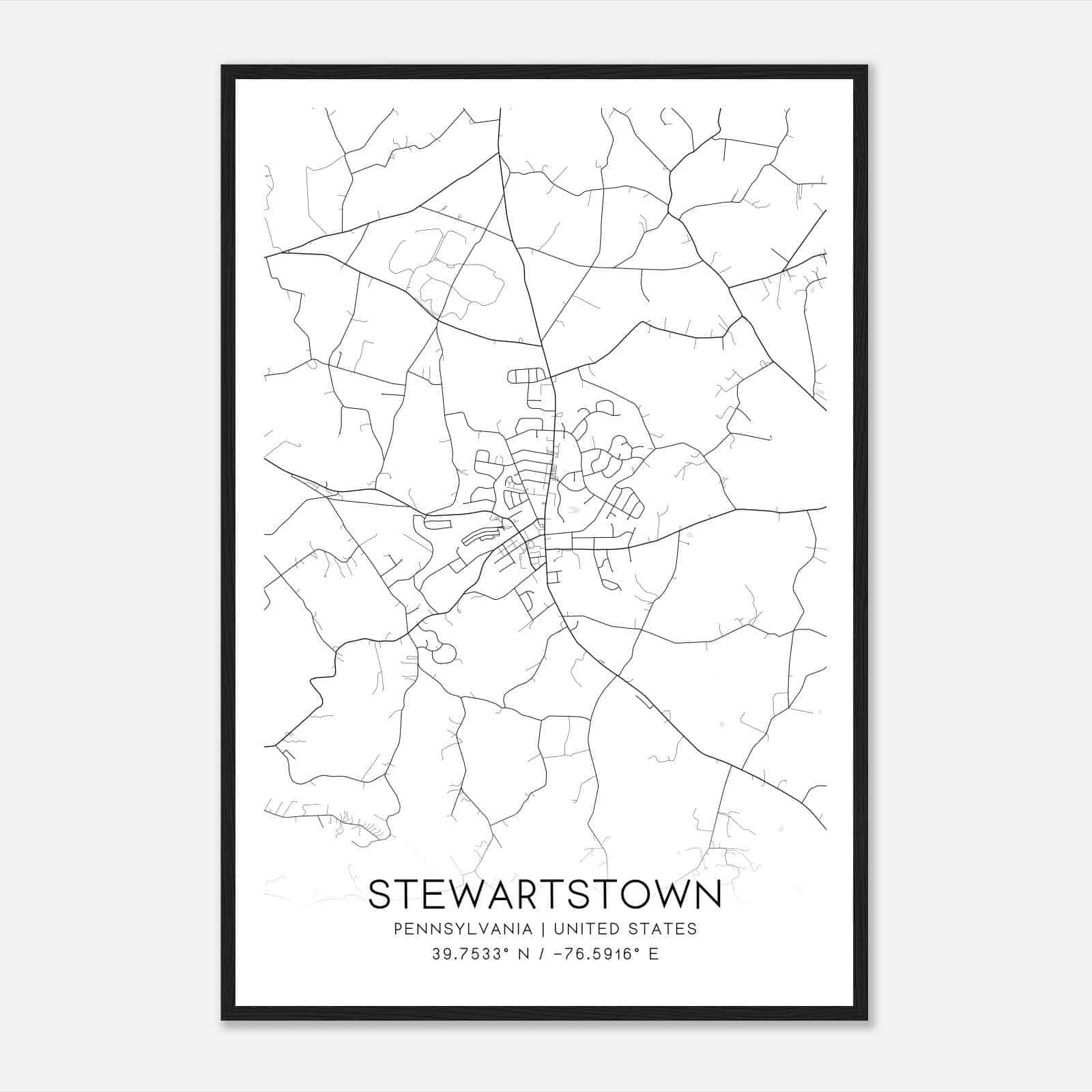 Stewartstown Pennsylvania Map Poster, Modern Home Decor Wall Art Print ...