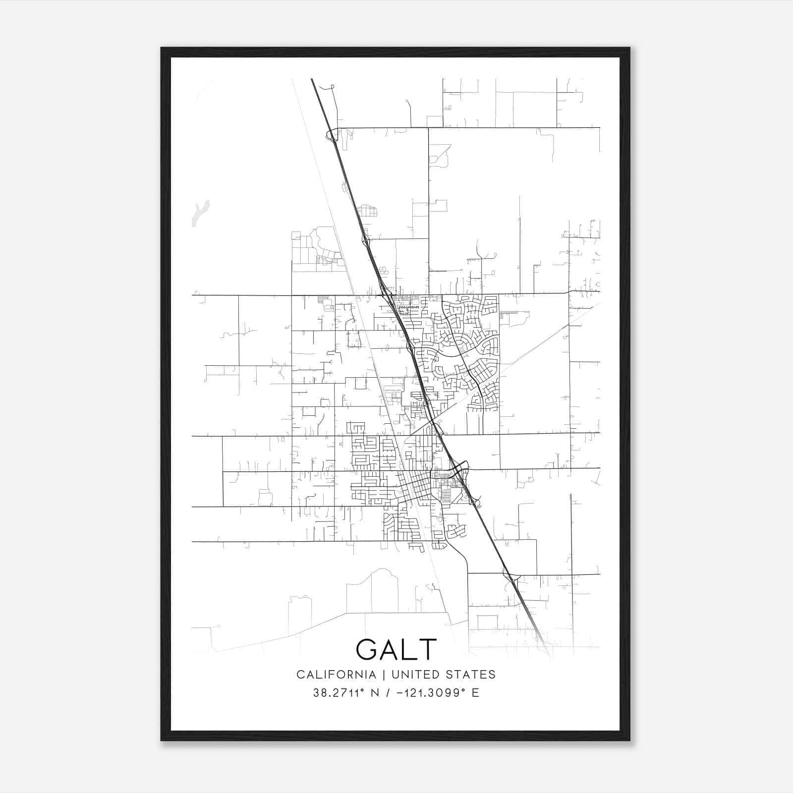 Galt California Map Poster, Modern Home Decor Wall Art Print - Custom ...