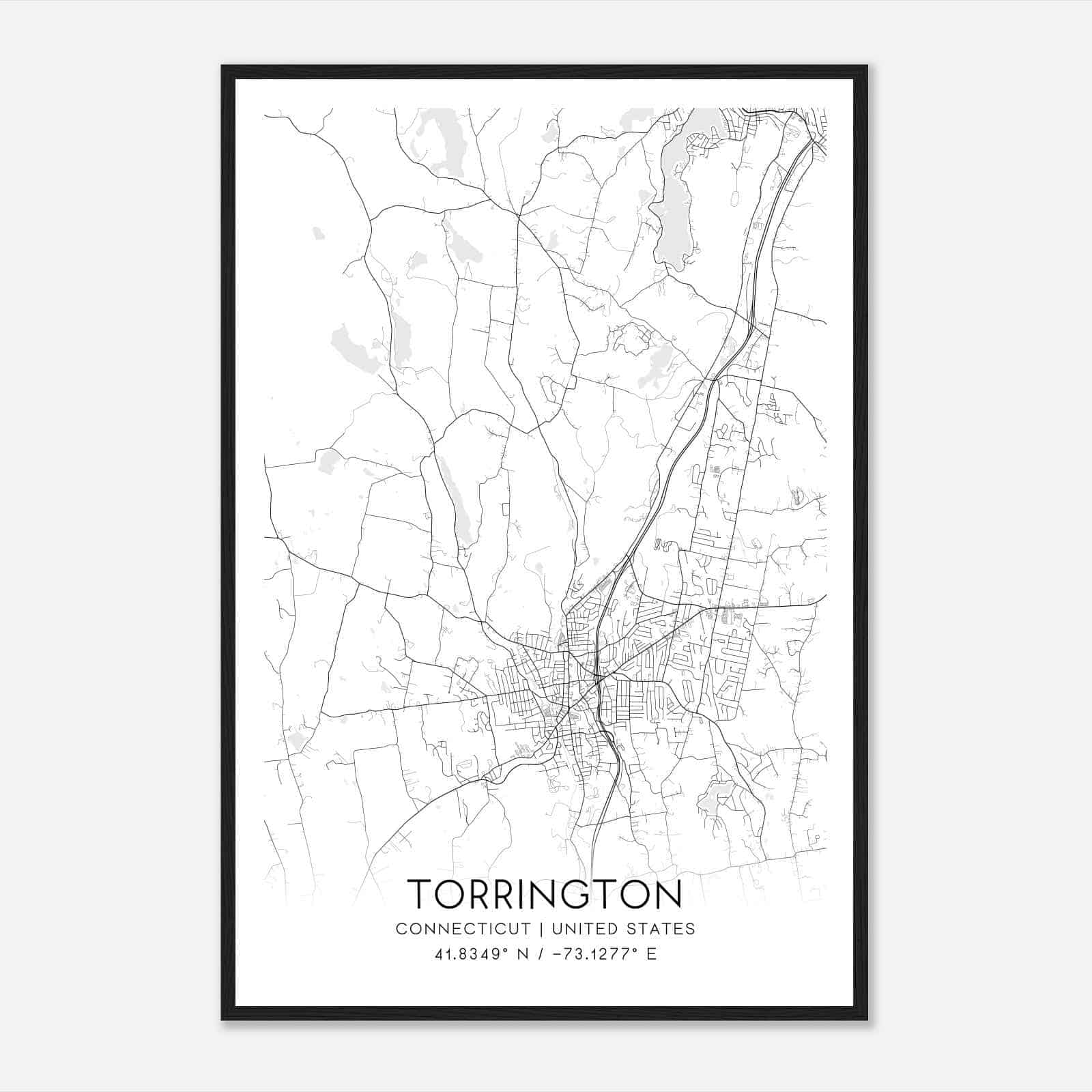 Torrington Connecticut Map Poster, Modern Home Decor Wall Art Print ...