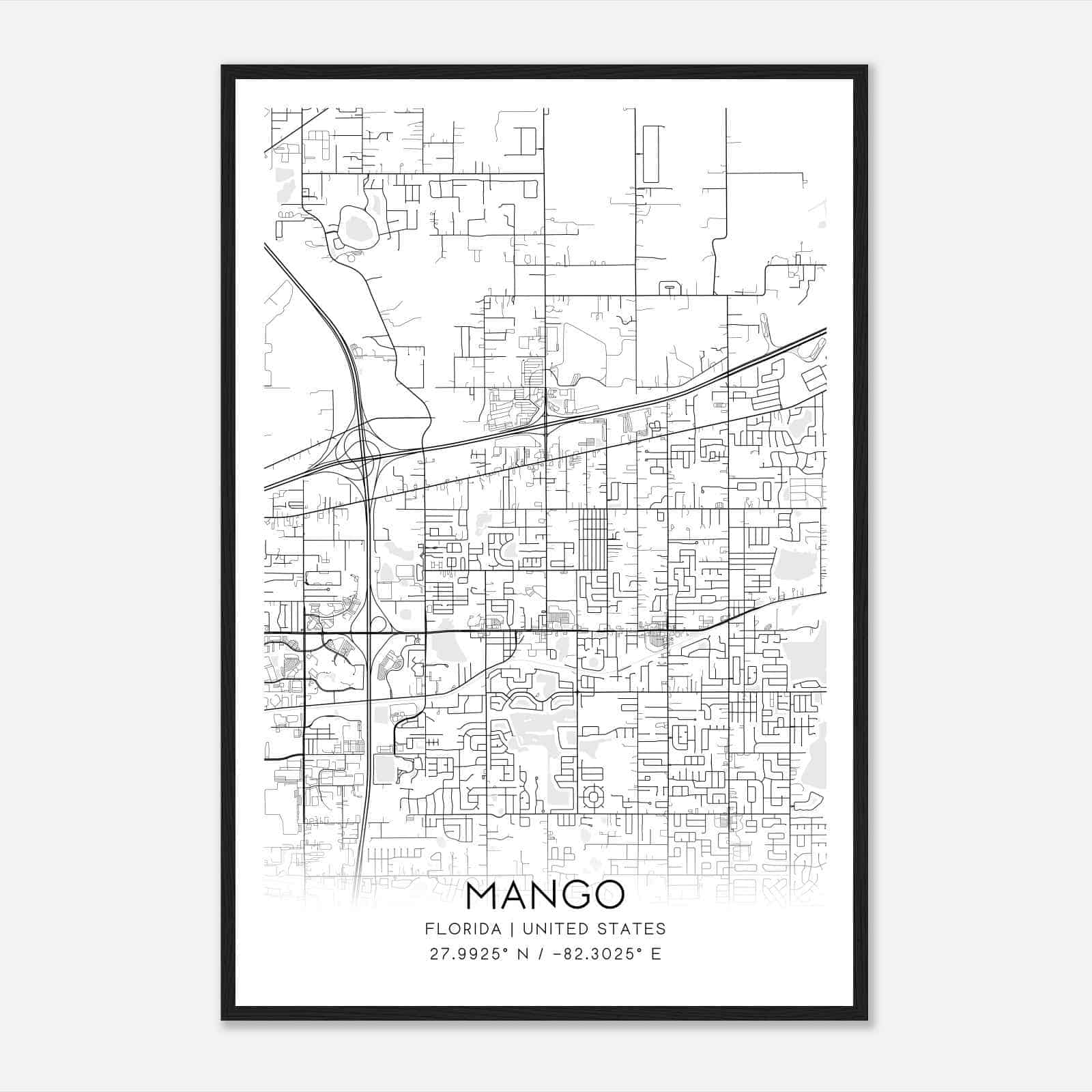 Mango Florida Map Poster, Modern Home Decor Wall Art Print - Custom ...