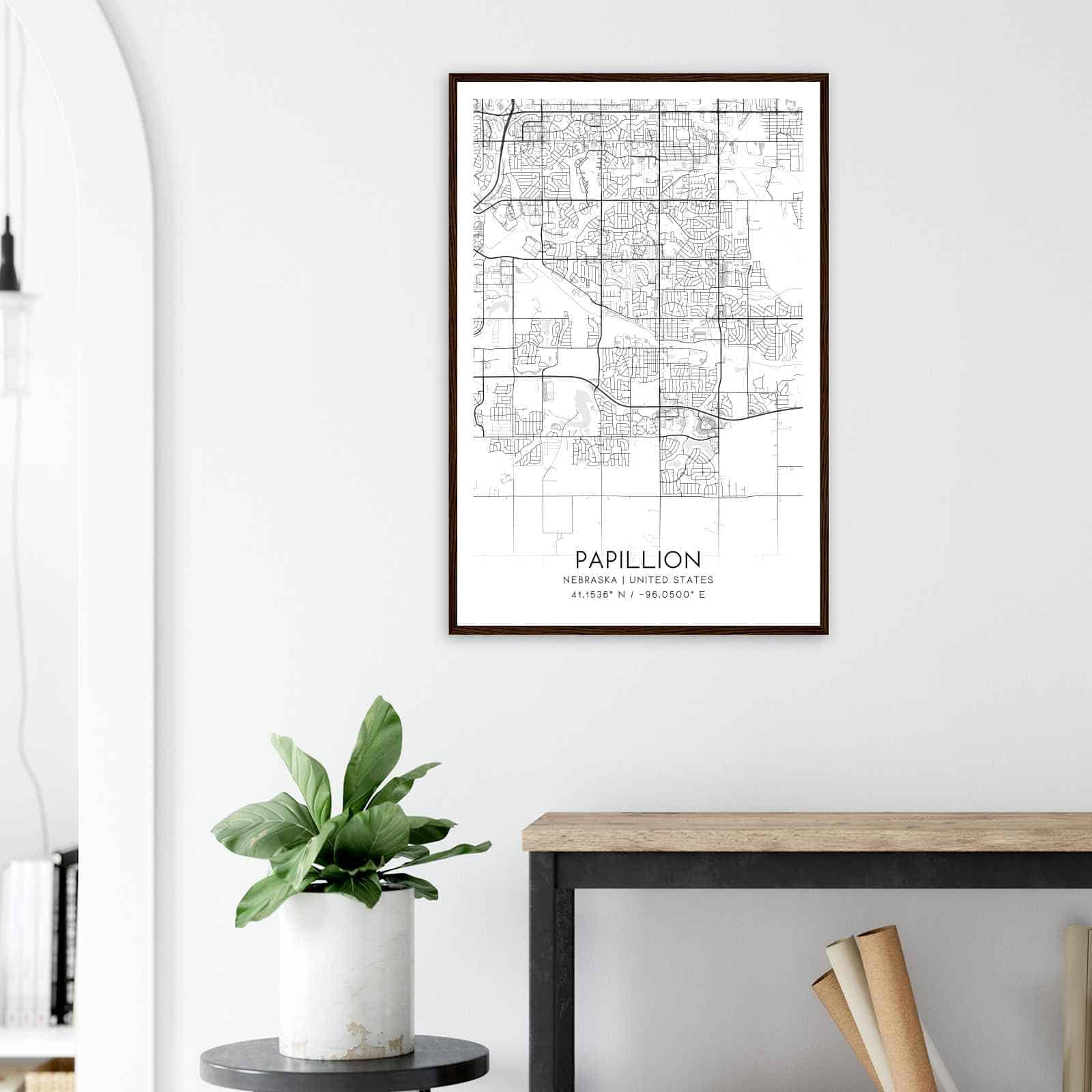 Papillion Nebraska Map Poster, Modern Home Decor Wall Art Print ...