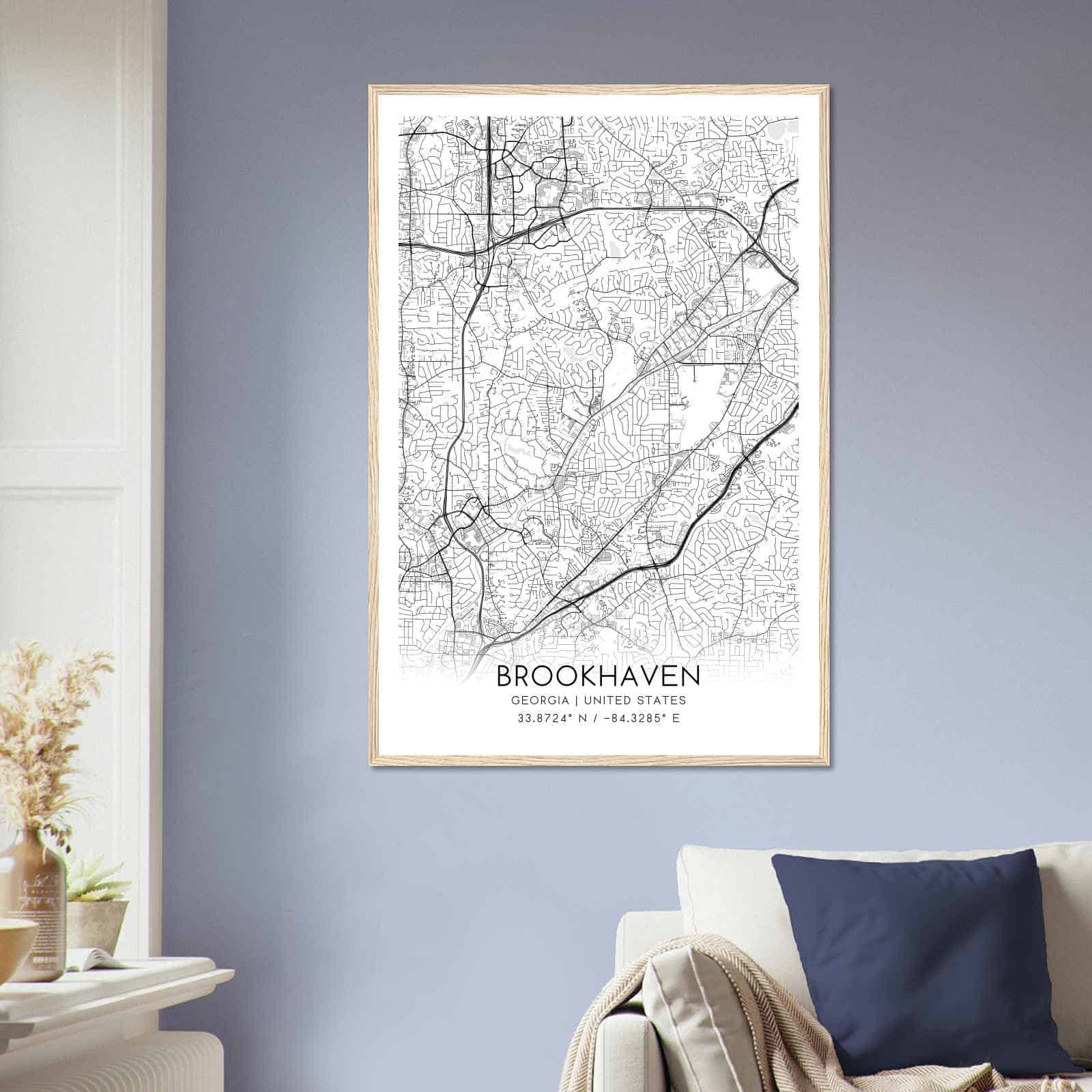 Brookhaven Georgia Map Poster, Modern Home Decor Wall Art Print ...