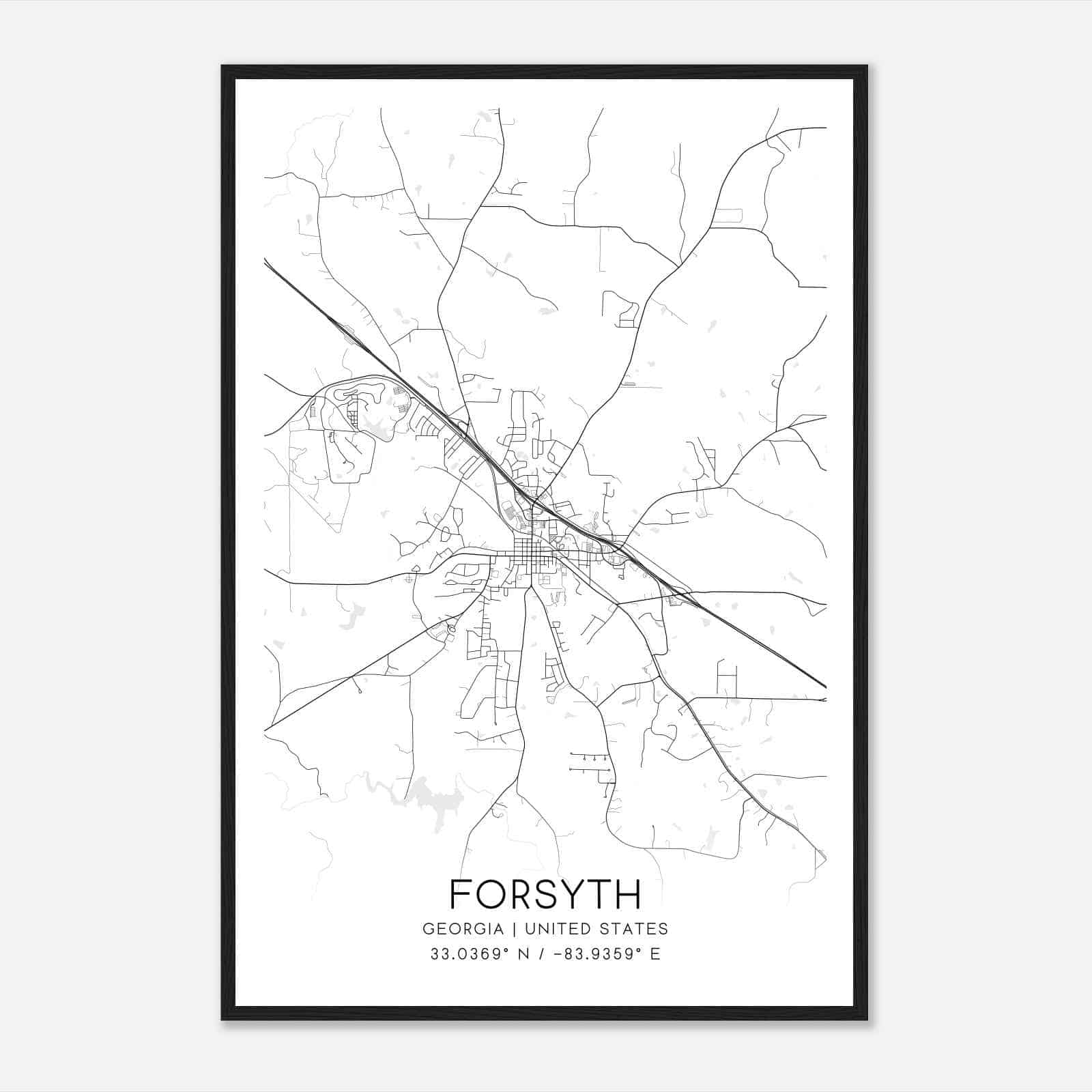 Forsyth Georgia Map Poster, Modern Home Decor Wall Art Print - Custom ...