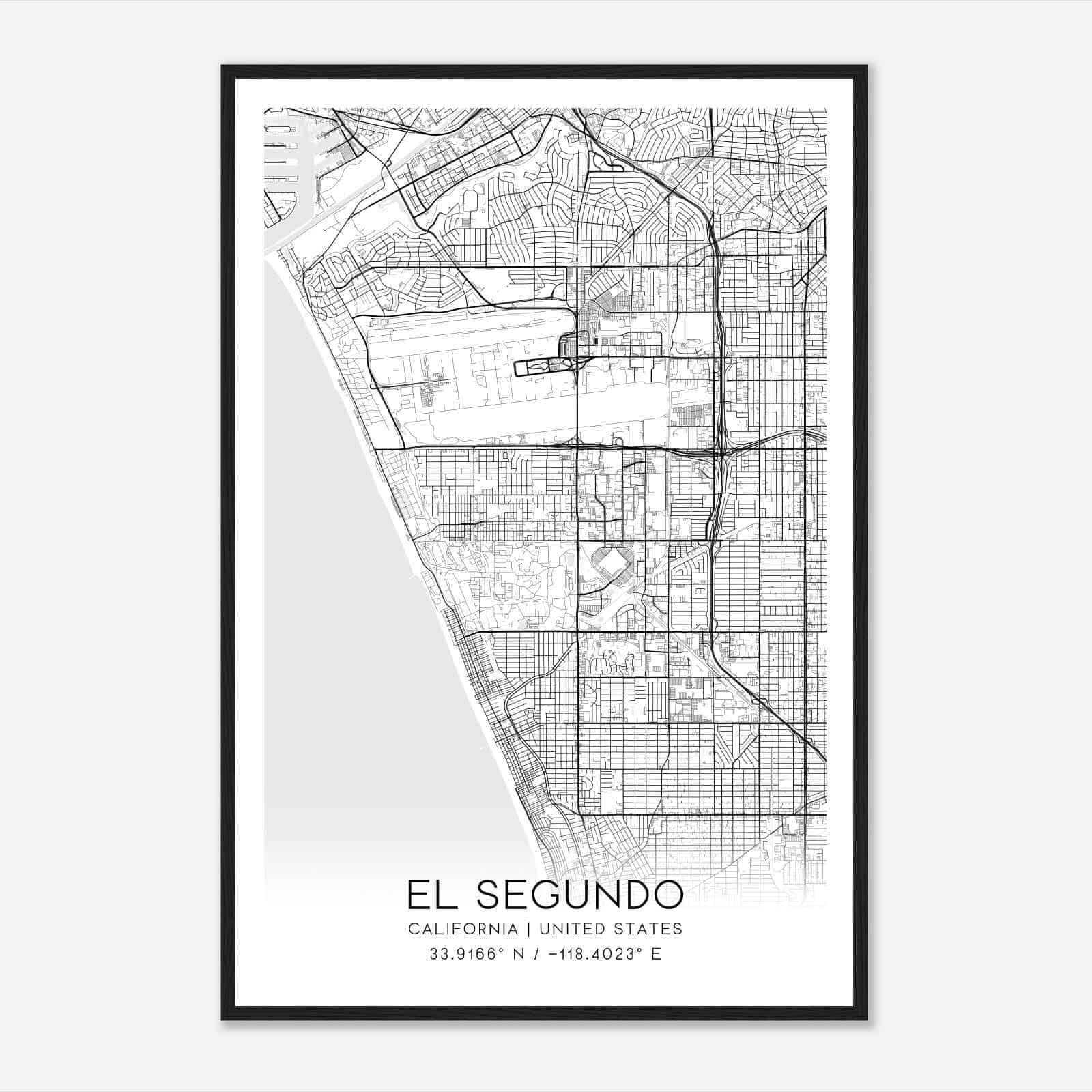 El Segundo California Map Poster, Modern Home Decor Wall Art Print ...