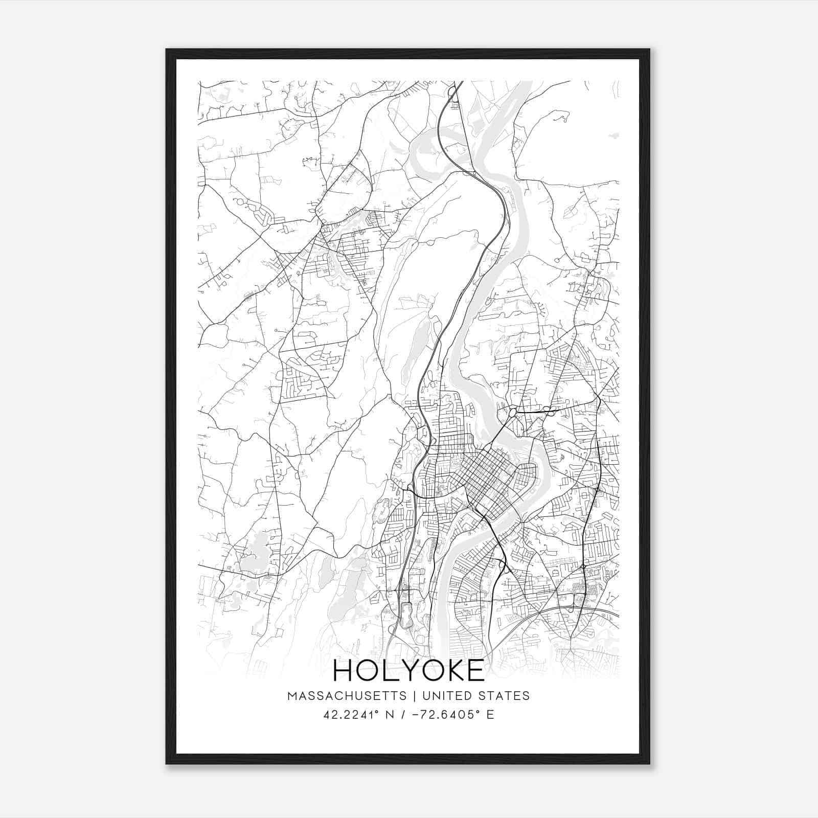 Holyoke Massachusetts Map Poster, Modern Home Decor Wall Art Print ...