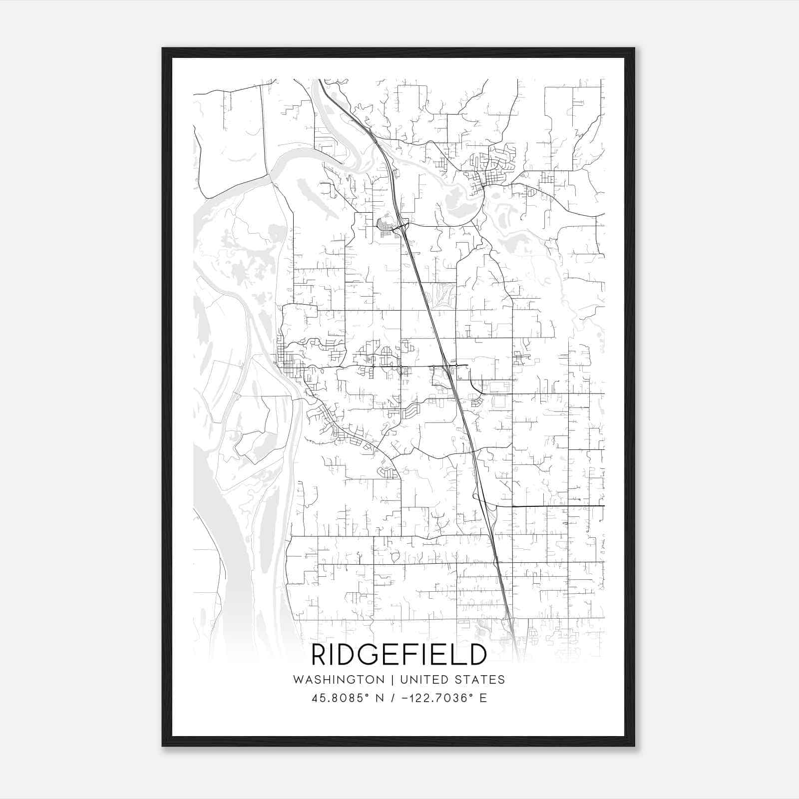Ridgefield Washington Map Poster, Modern Home Decor Wall Art Print ...