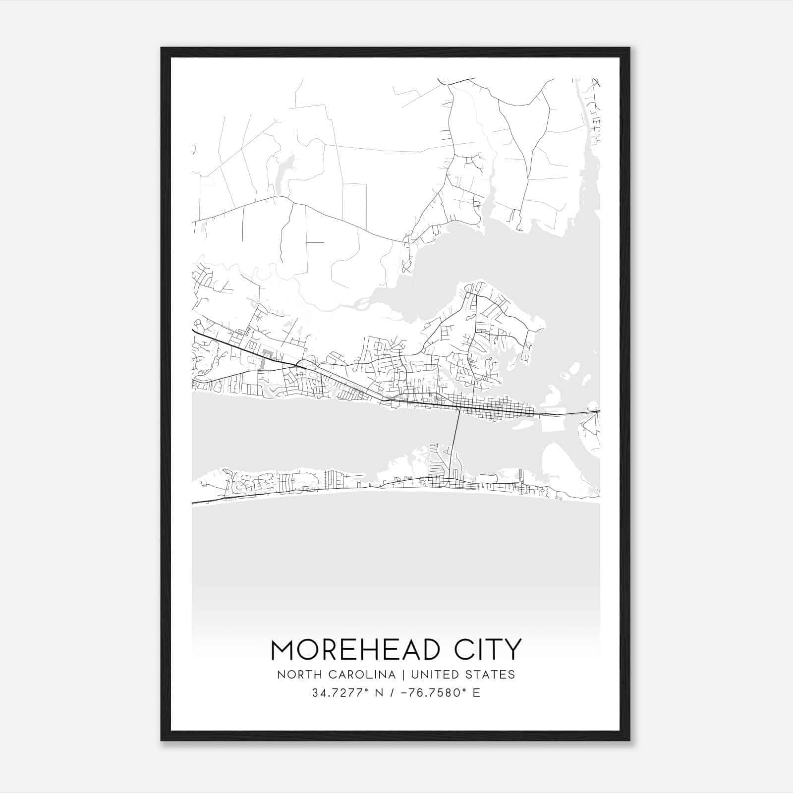 Morehead City North Carolina Map Poster, Modern Home Decor Wall Art ...
