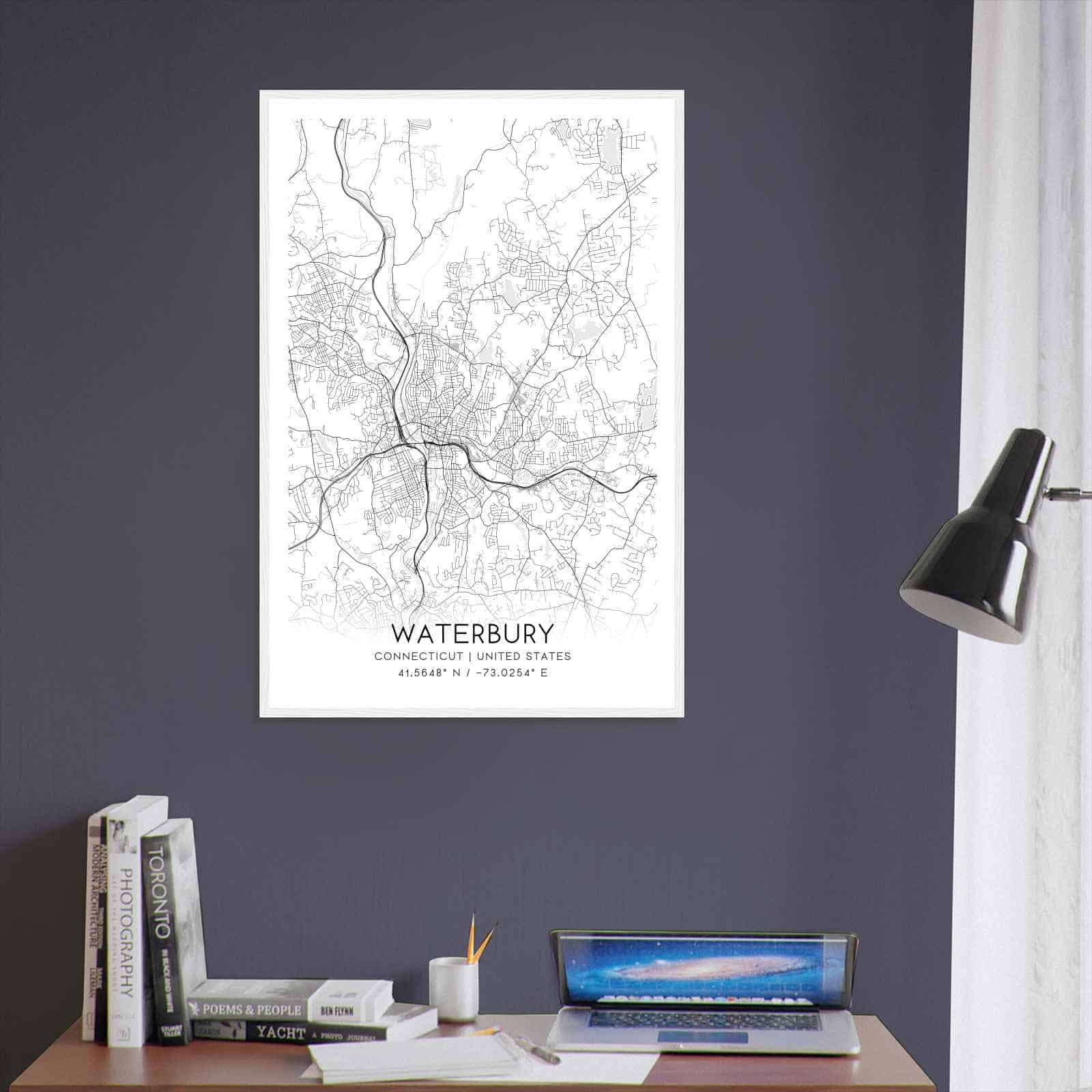 Waterbury Connecticut Map Poster, Modern Home Decor Wall Art Print ...