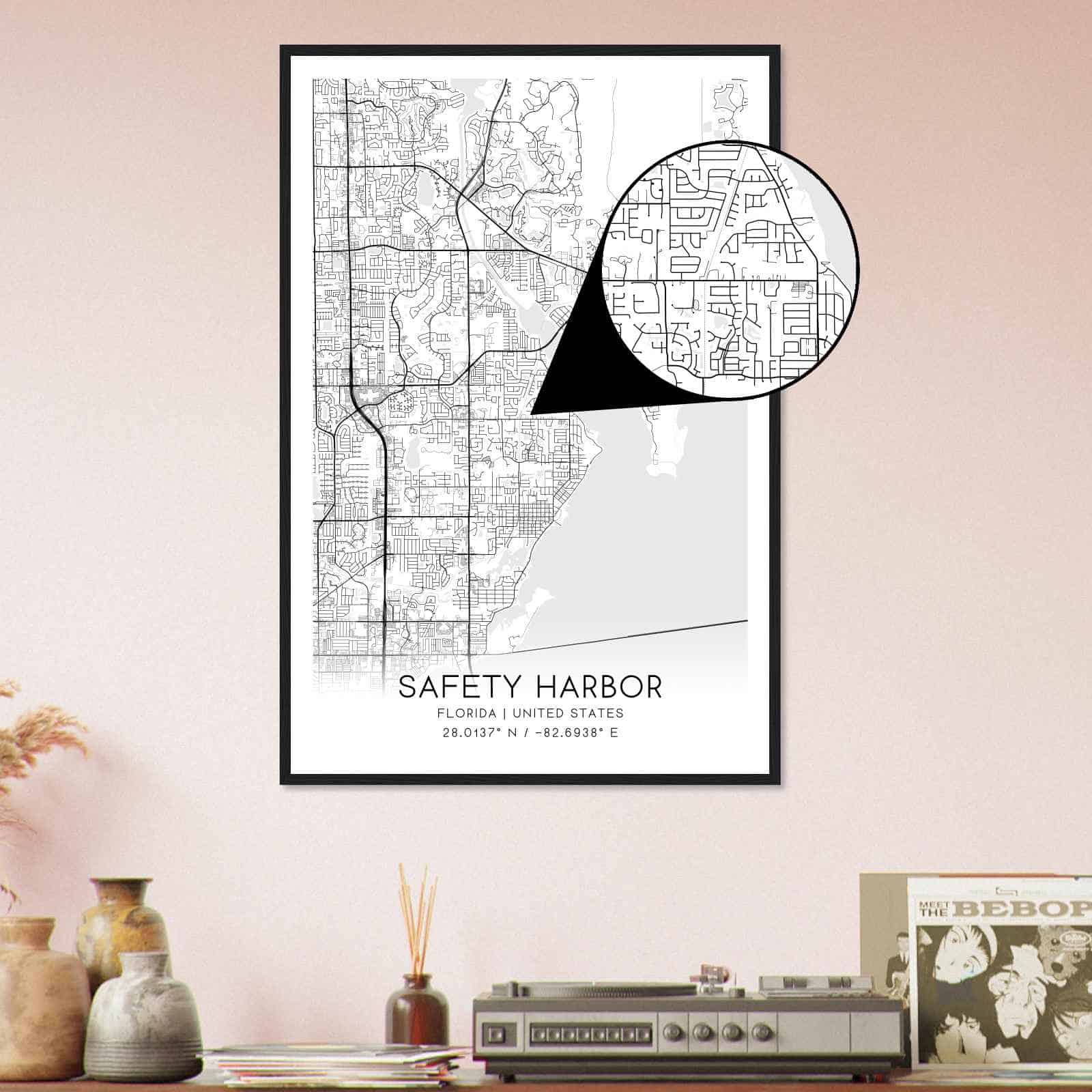 Safety Harbor Florida Map Poster, Modern Home Decor Wall Art Print ...