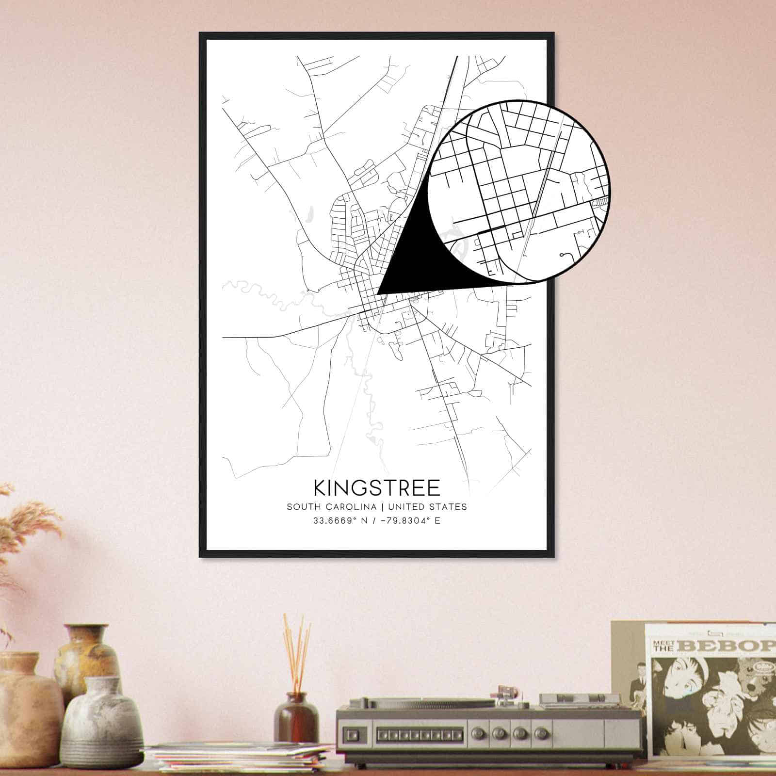 Kingstree South Carolina Map Poster, Modern Home Decor Wall Art Print ...