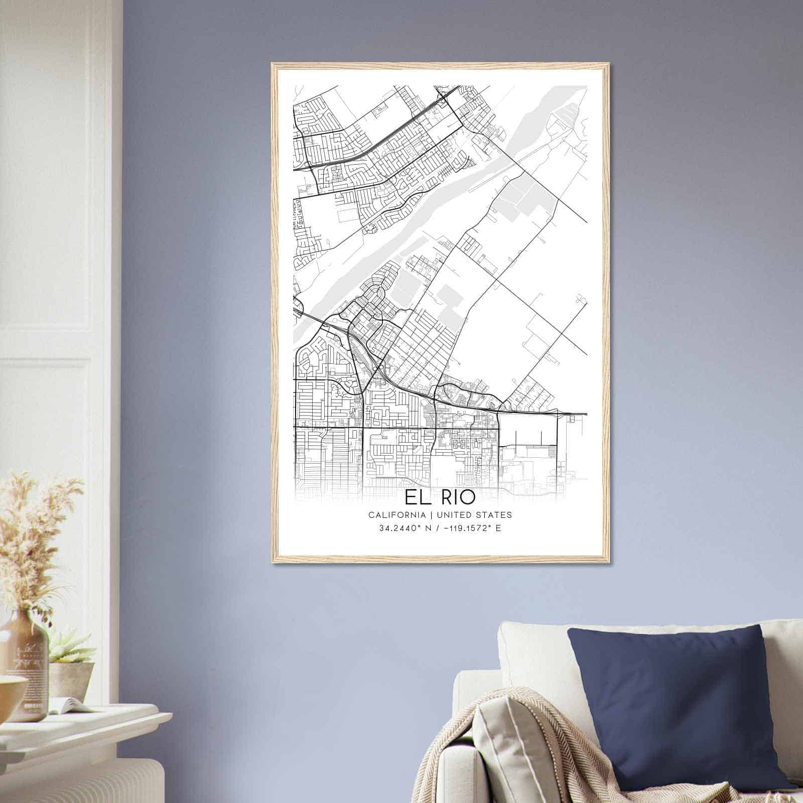 El Rio California Map Poster, Modern Home Decor Wall Art Print - Custom ...