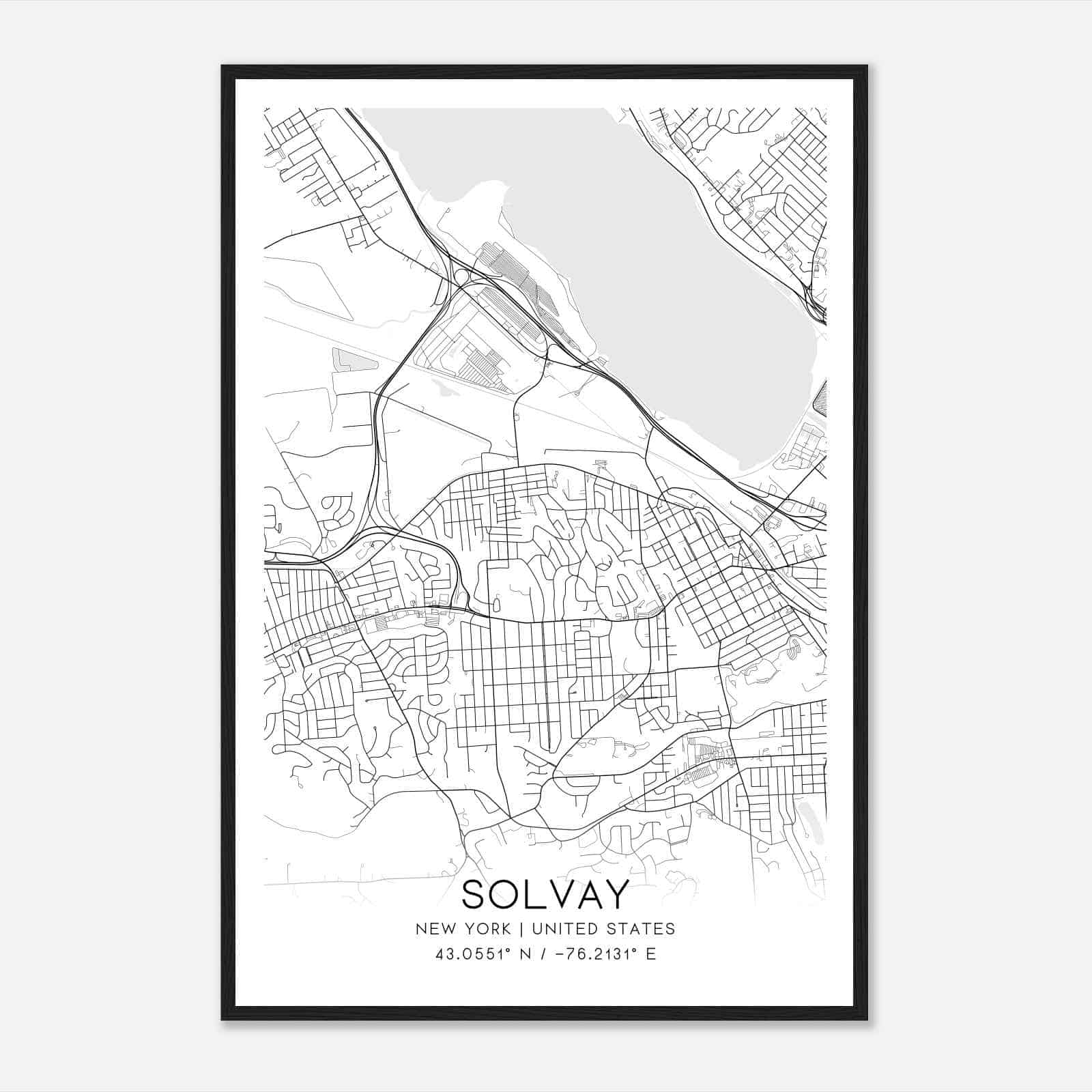 Solvay New York Map Poster, Modern Home Decor Wall Art Print - Custom ...